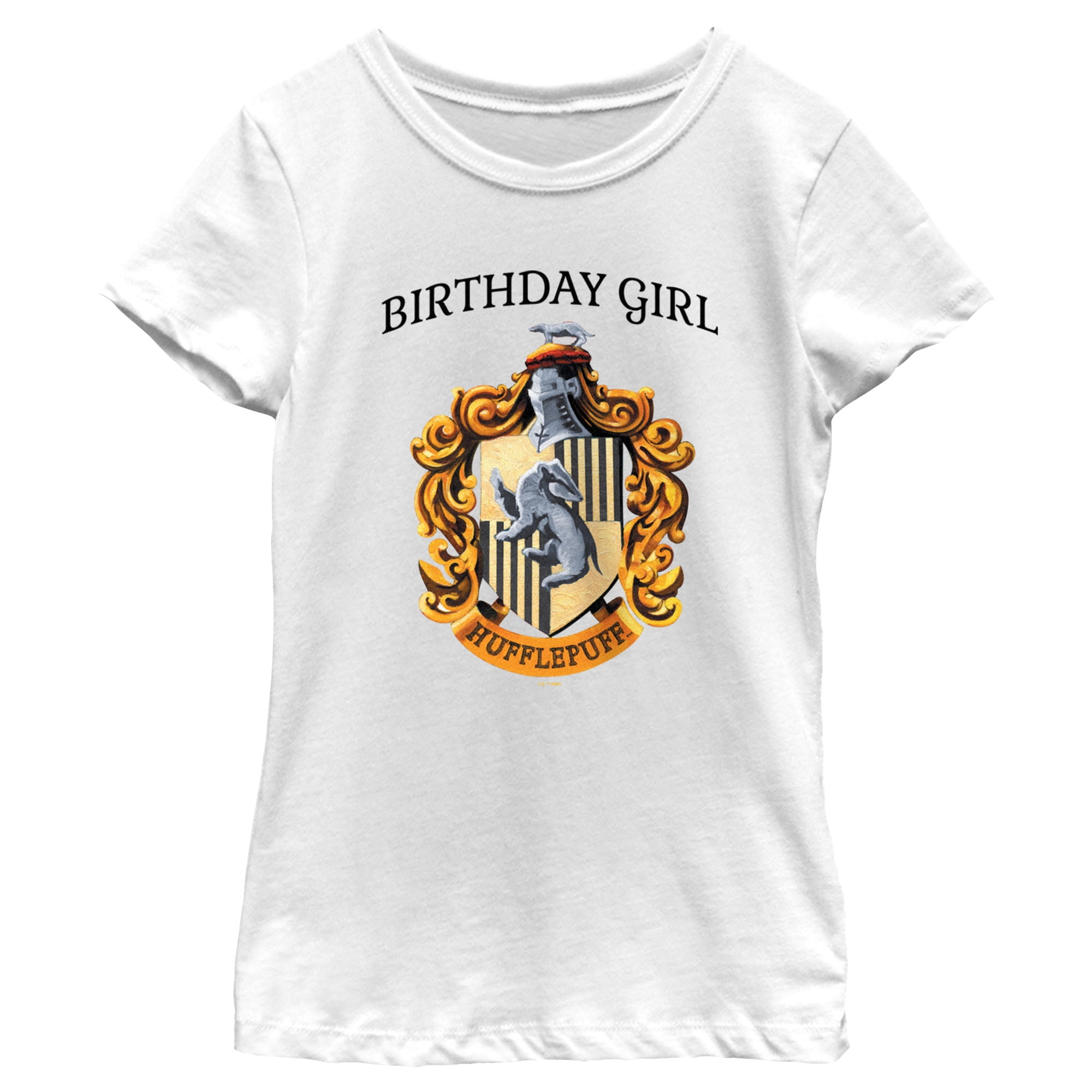 Girl's Harry Potter Hufflepuff Crest Birthday Girl Graphic Tee White X ...