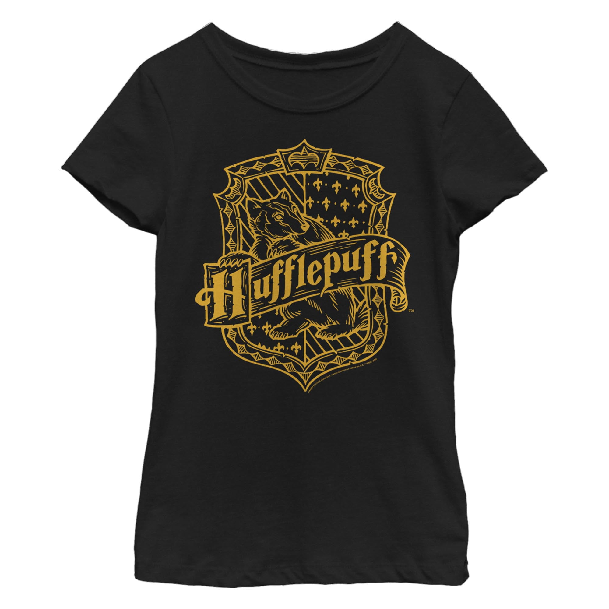 Girl's Harry Potter Hufflepuff Lined Crest Graphic T-Shirt - Walmart.com
