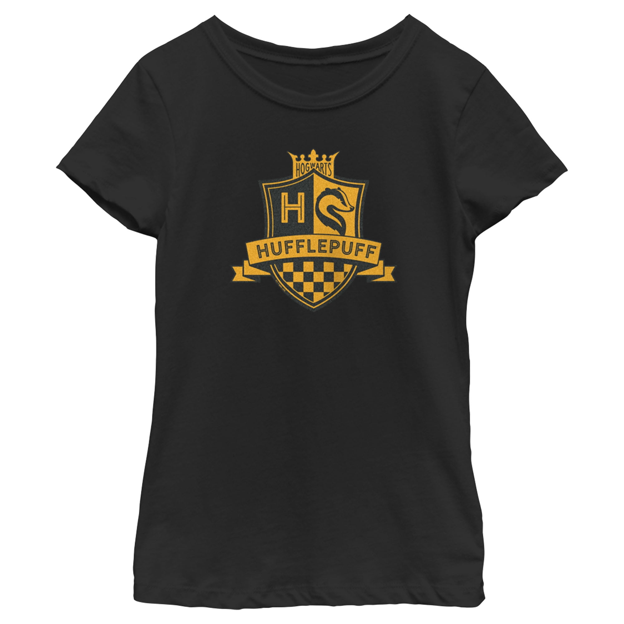 Girl's Harry Potter Hufflepuff Shield Graphic Tee Black Small - Walmart.com