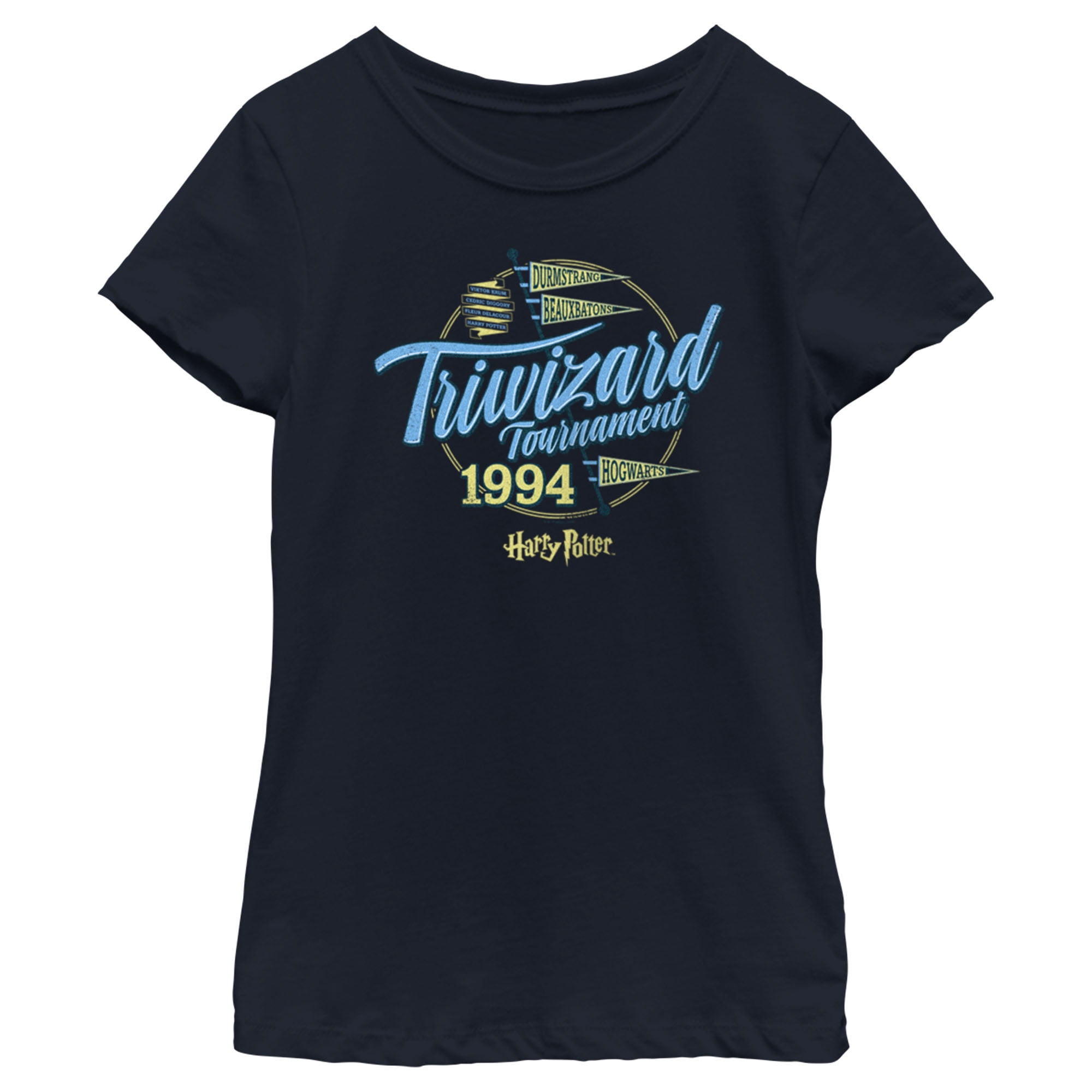 Girl's Harry Potter Triwizard Tournament Flag Graphic Tee Navy Blue ...