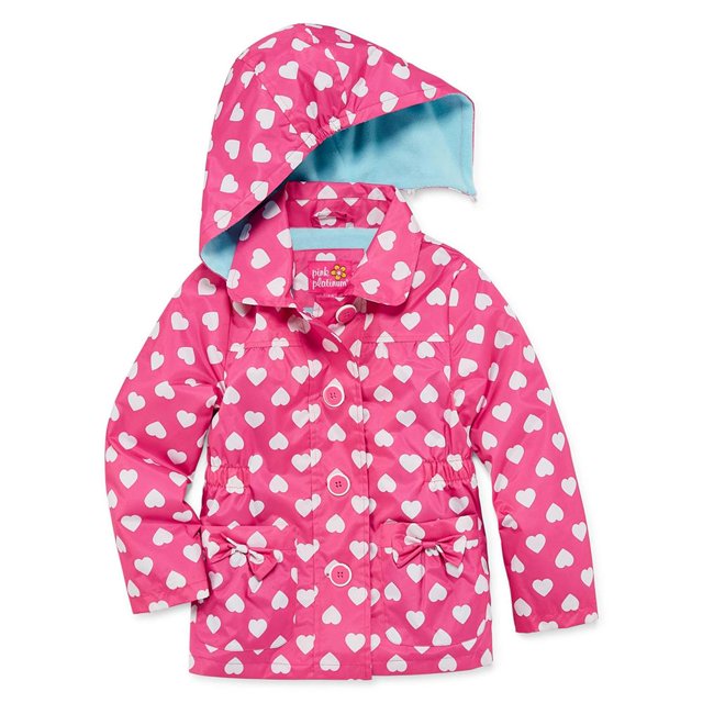Girl's Heart Print Lightweight Jacket with Removable Hood - Walmart.com