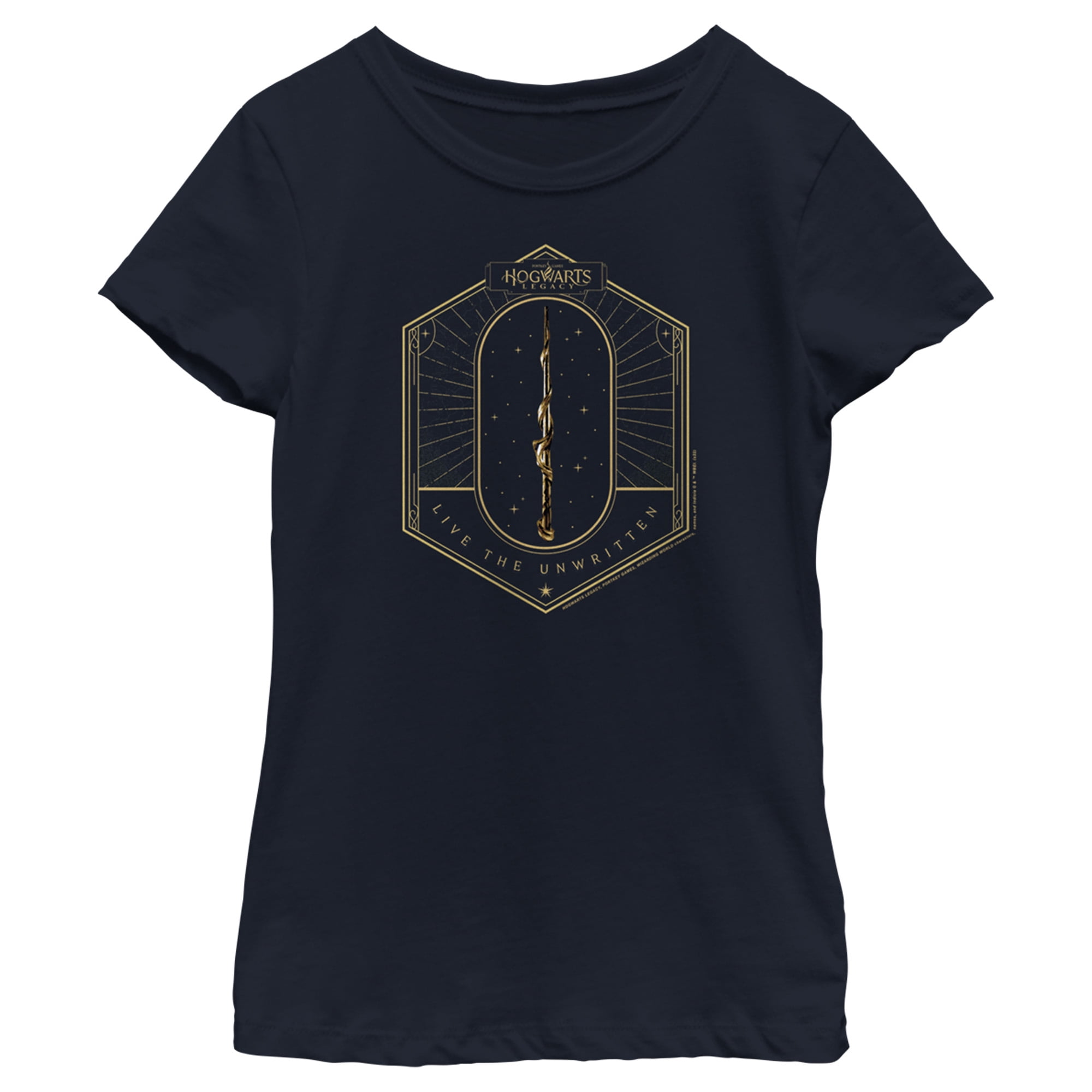 Girl's Hogwarts Legacy Live the Unwritten Graphic Tee Navy Blue Medium ...