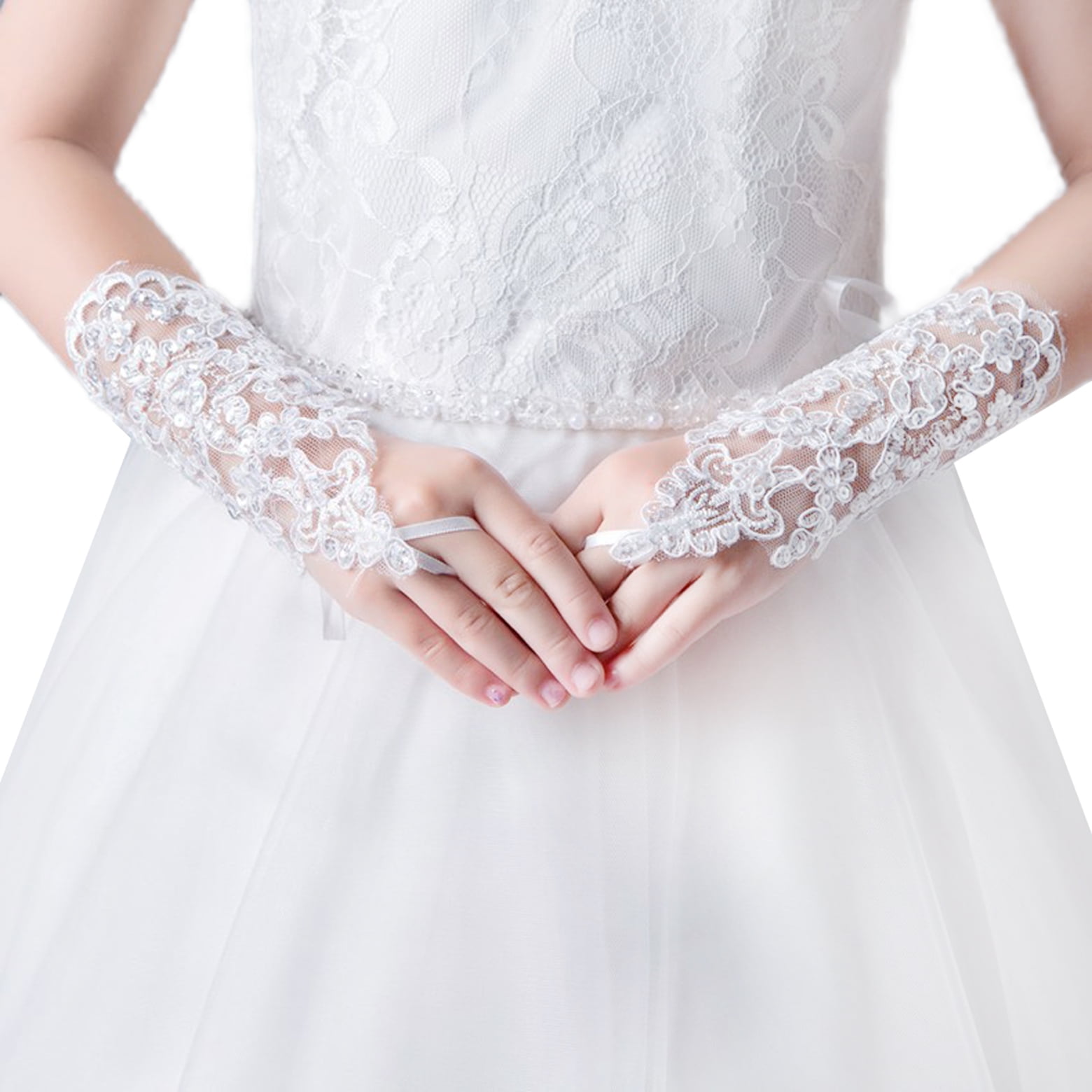 Girl's Holiday Wedding Pageant Lace First Communion Gloves Kids ...
