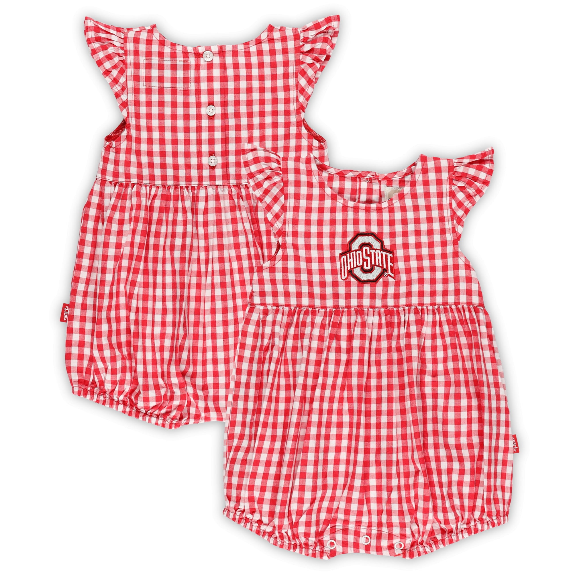 Girl's Infant Garb Scarlet Ohio State Buckeyes Cara Gingham Ruffled ...