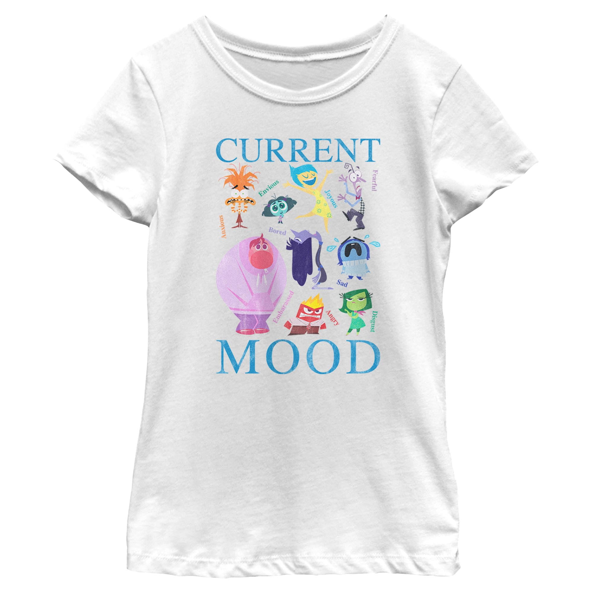Inside Out 2 Girl's Current Mood Graphic T-Shirt, Joy, Sadness, Anger ...