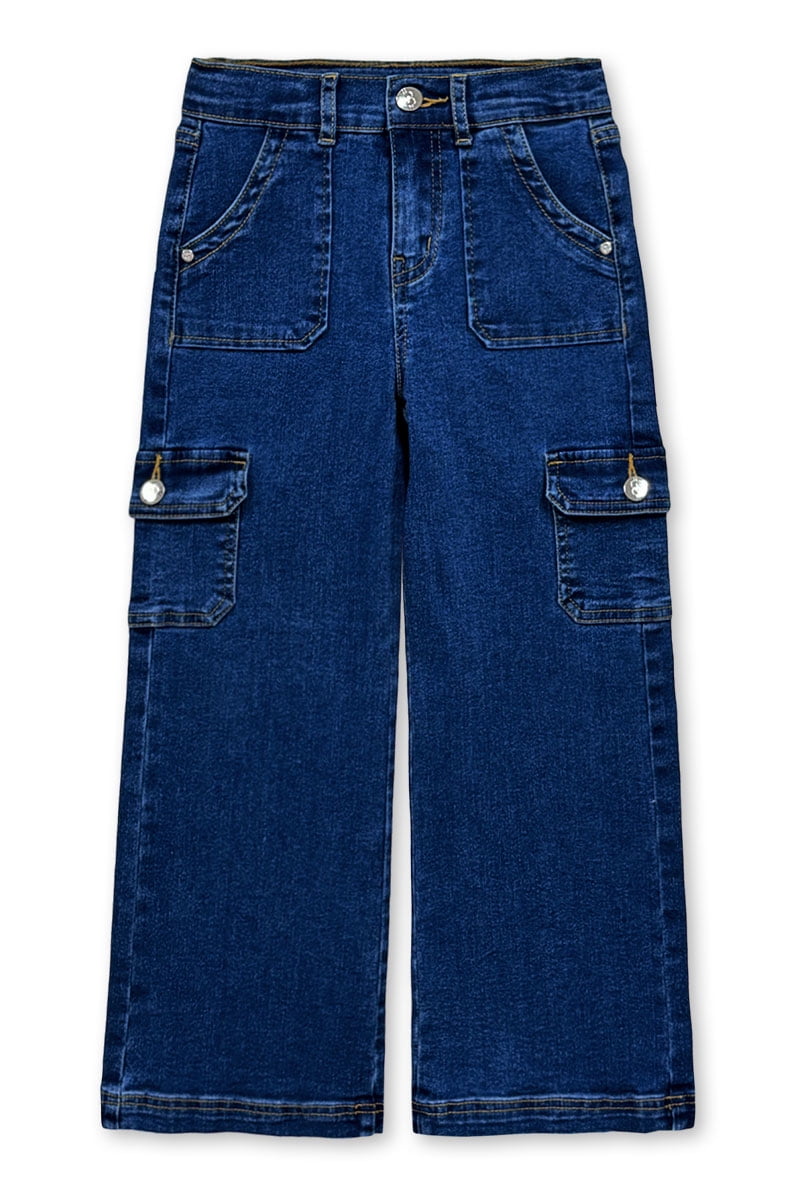 Girl's Kids Cargo Button Pocket Denim Jeans 5 years Little Girl ...