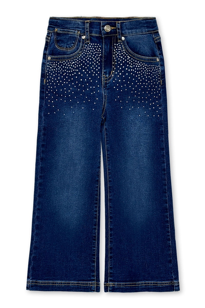 Girl's Kids Rhinestone Sparkle Wide Leg Denim Jeans 9-10 years Little ...