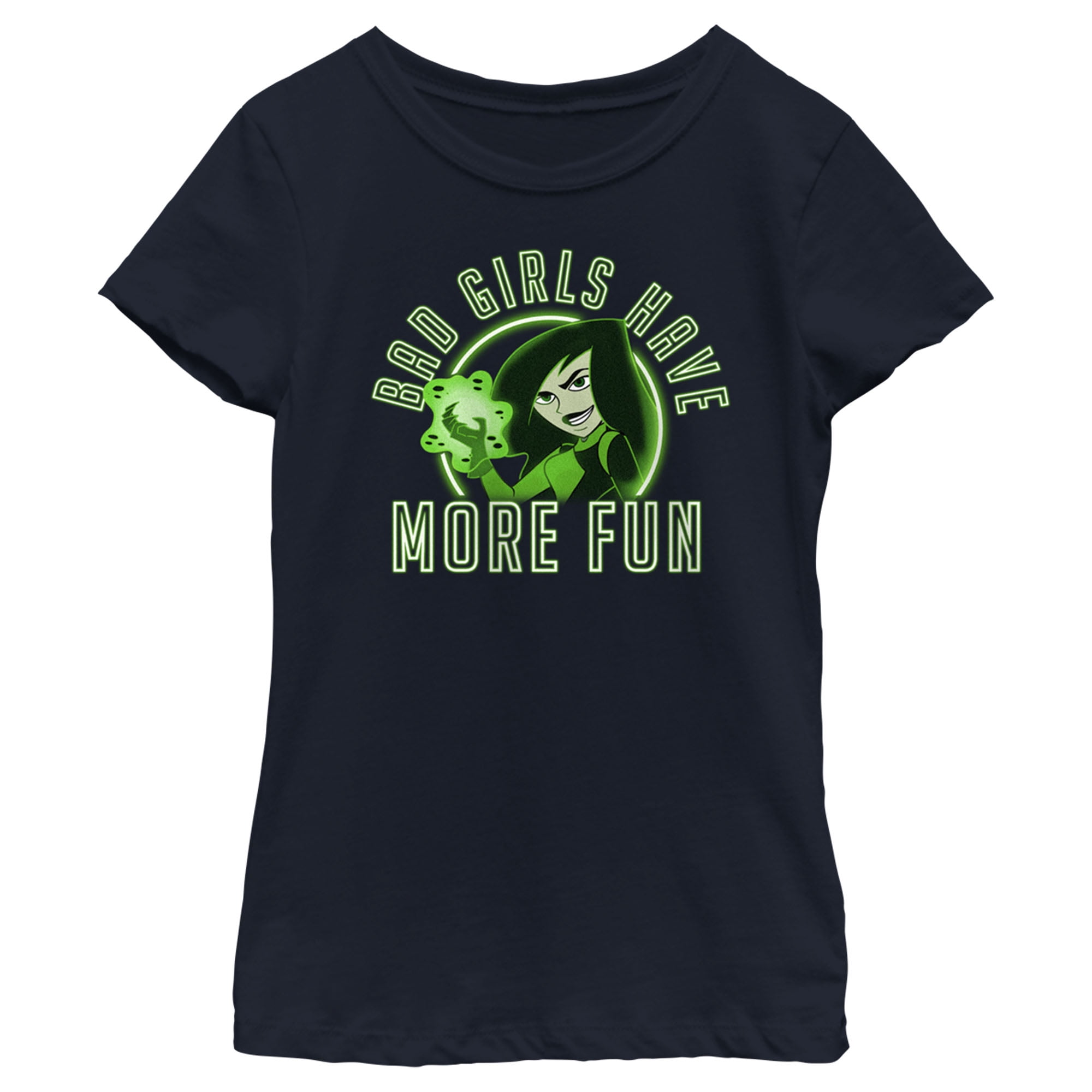Girl's Kim Possible Neon Green Shego Graphic Tee Navy Blue Medium ...