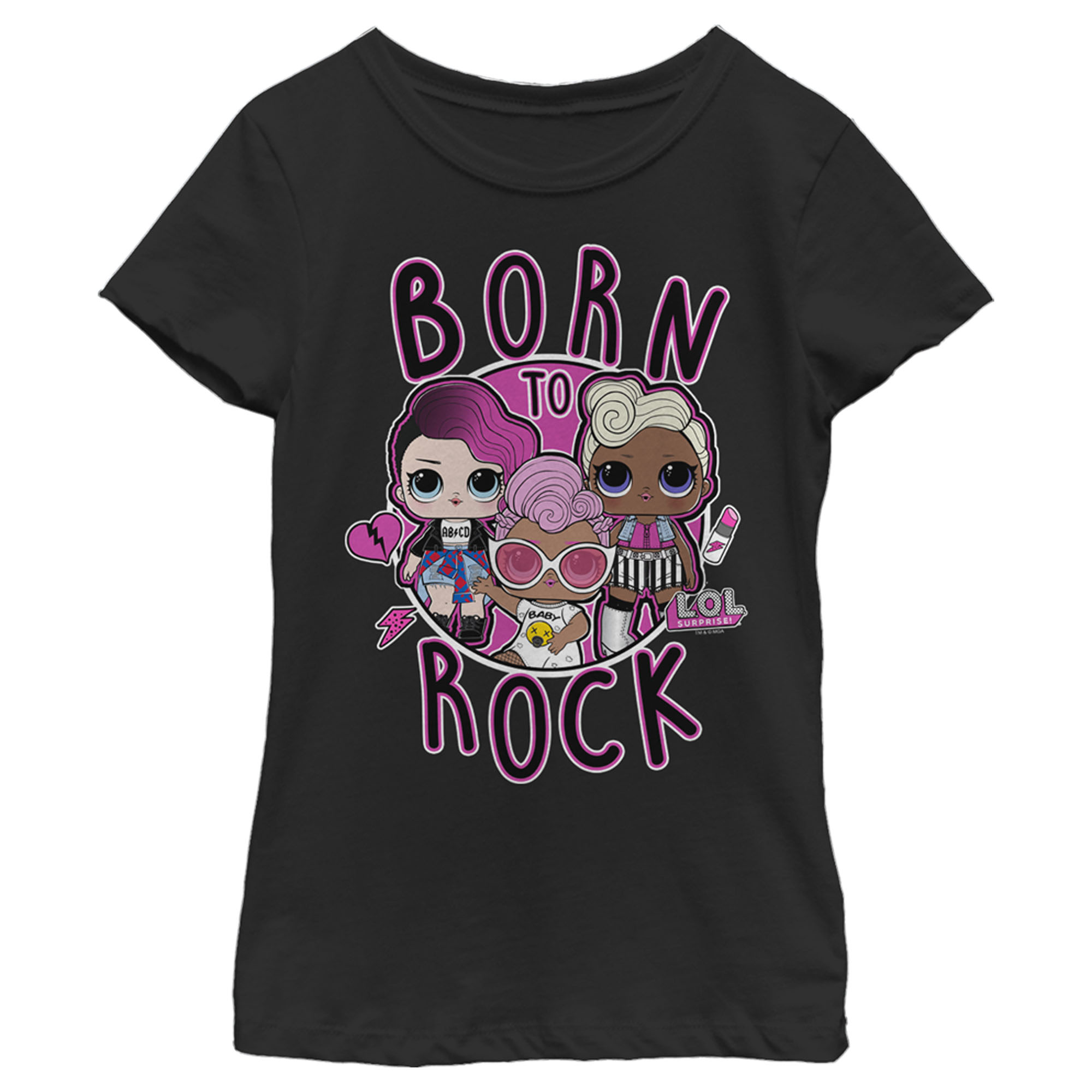 Girl's L.O.L Surprise Born to Rock Babies Graphic Tee Black Small ...