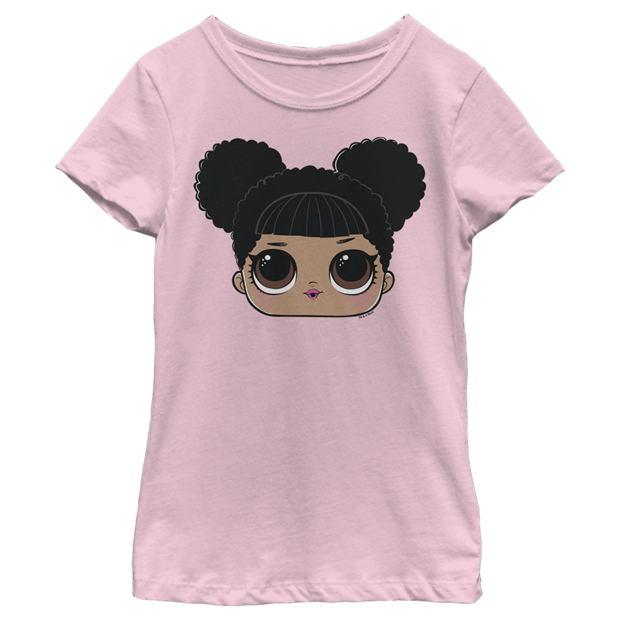 Girl's L.O.L Surprise Hoops MVP Hair Buns Graphic Tee Light Pink Small ...