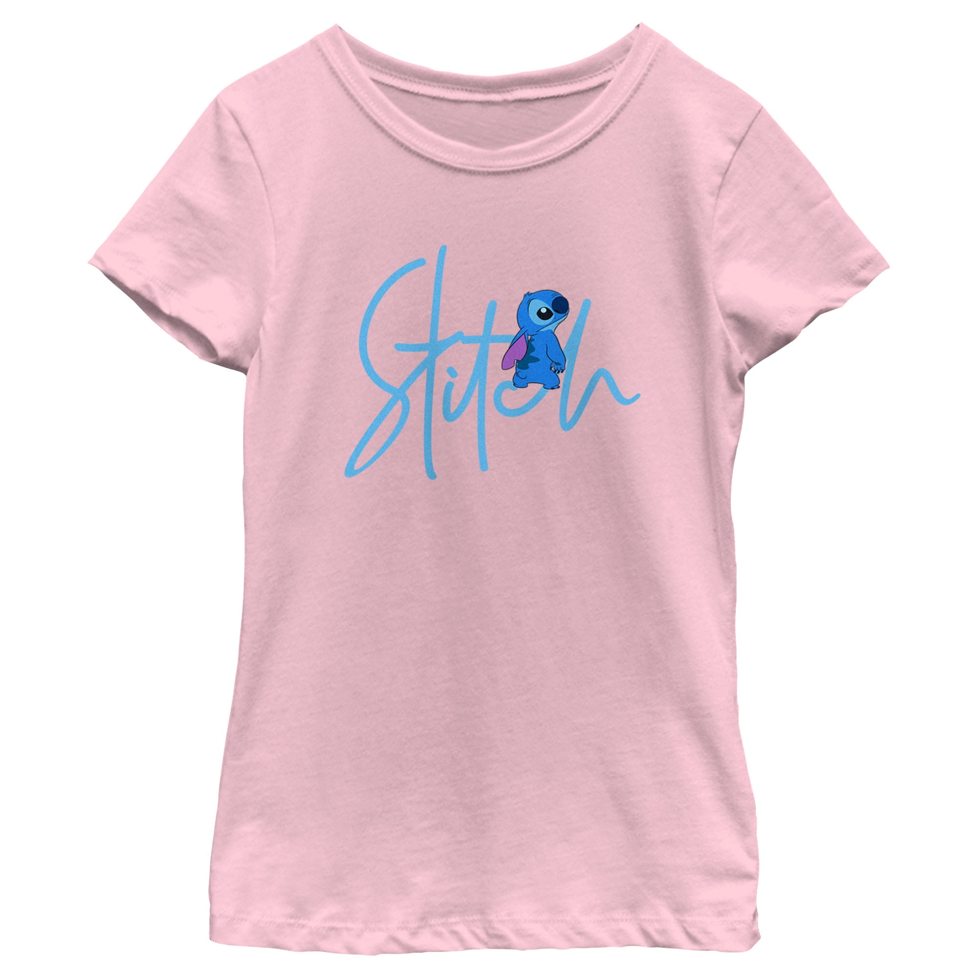 Girl's Lilo & Stitch Alien Signature Graphic Tee Light Pink Large ...