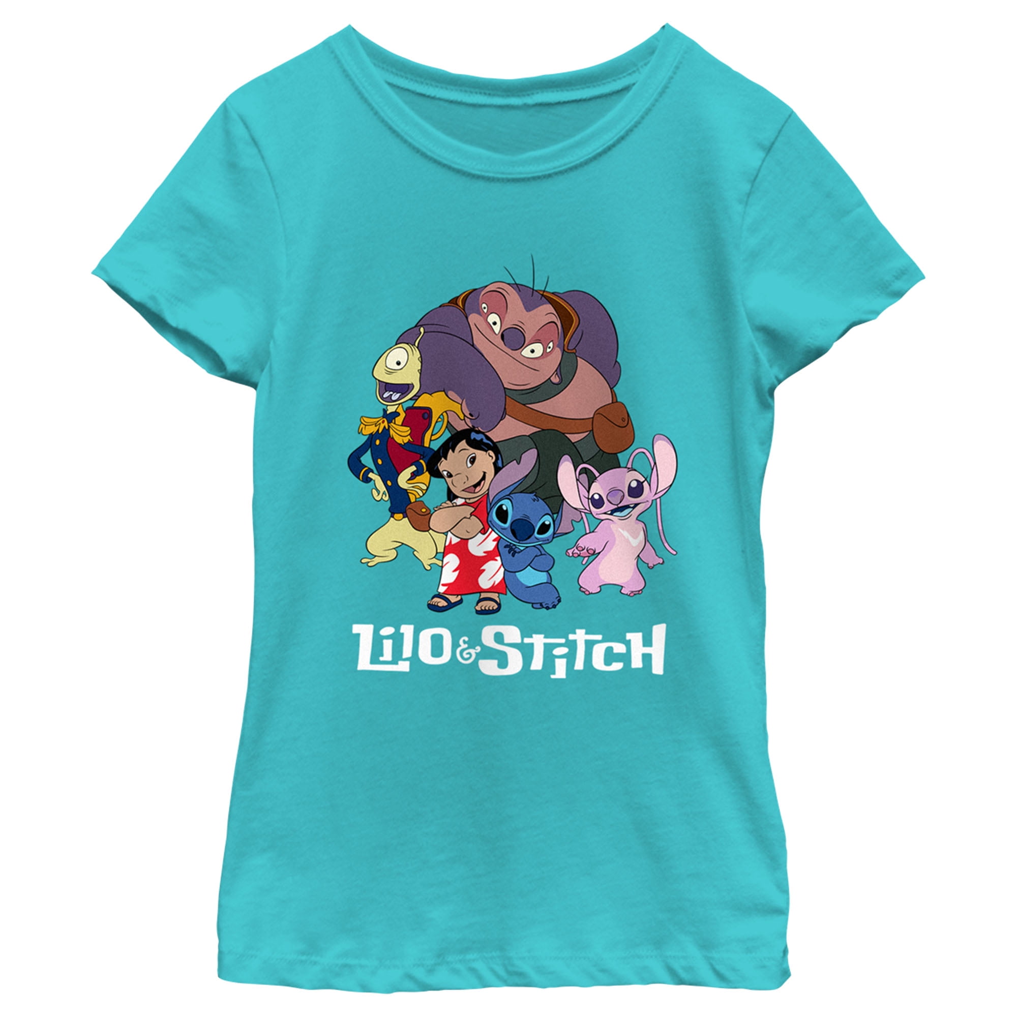 Girl's Lilo & Stitch Crew Logo Graphic Tee Tahiti Blue Large - Walmart.com