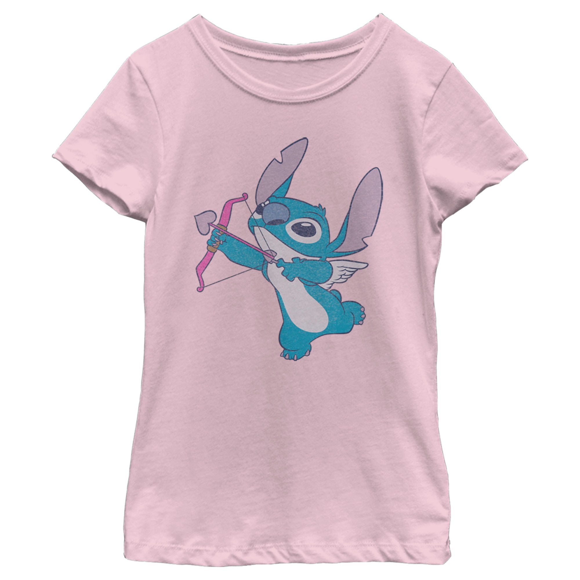 Girl's Lilo & Stitch Cupid Stitch With Heart Arrows Graphic Tee Light ...