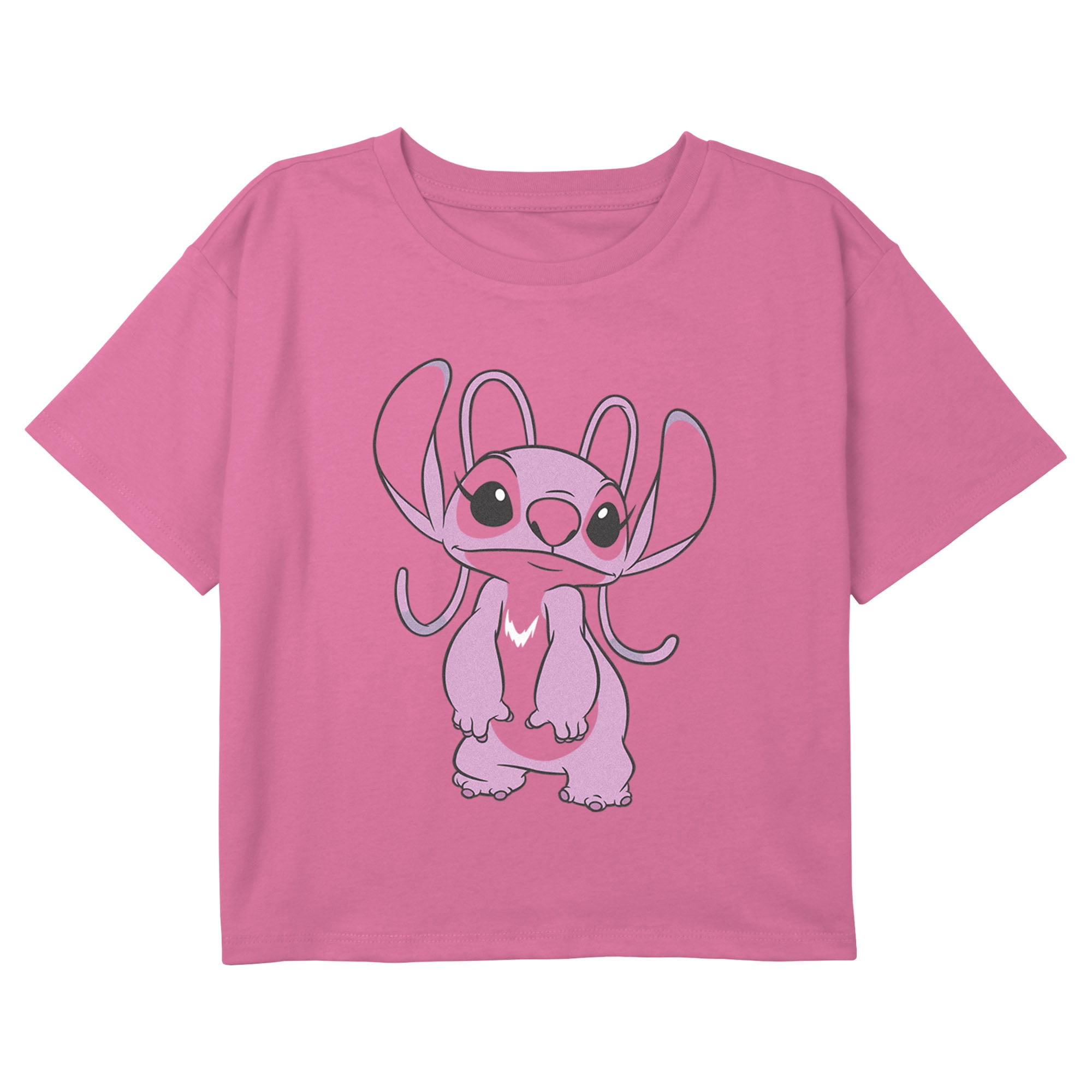 Girl's Lilo & Stitch Cute Angel Large Portrait Graphic Cropped T-Shirt ...