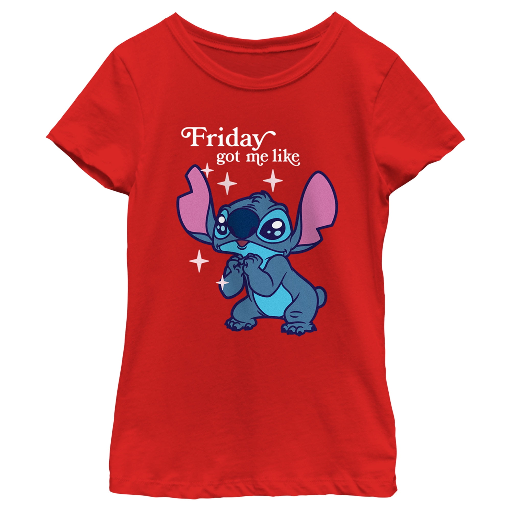 Girl's Lilo & Stitch Friday Got Me Like Graphic Tee Red Large - Walmart.com