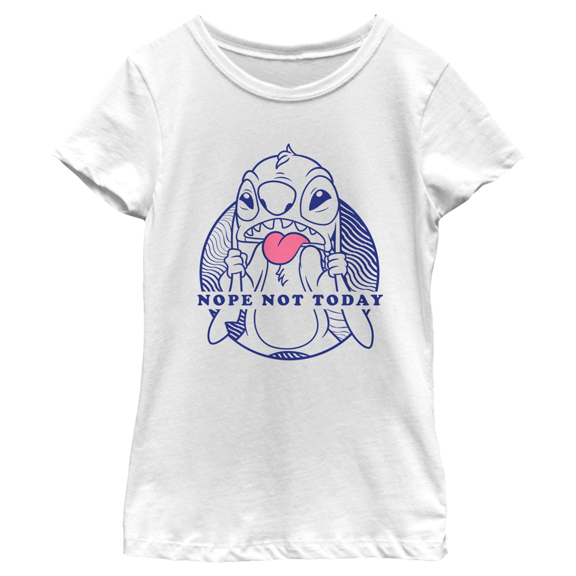 Girl's Lilo & Stitch Nope Not Today Angry Stitch Graphic Tee White ...