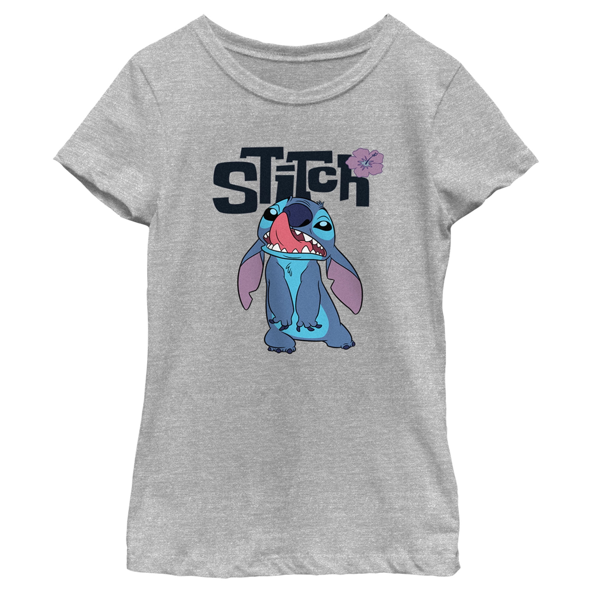 Girl's Lilo & Stitch Nose Picker Stitch Graphic Tee Athletic Heather X ...