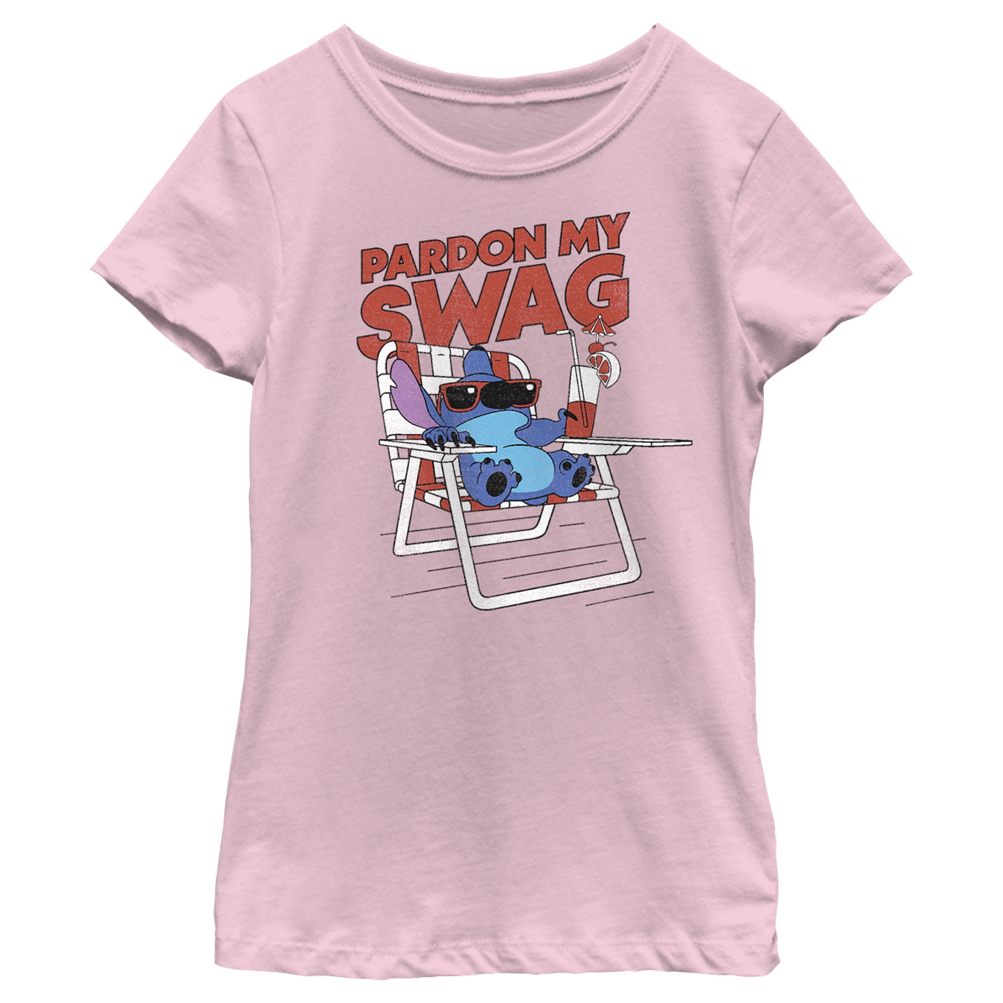 Girl's Lilo & Stitch Pardon My Swag Stitch Graphic Tee Light Pink X ...