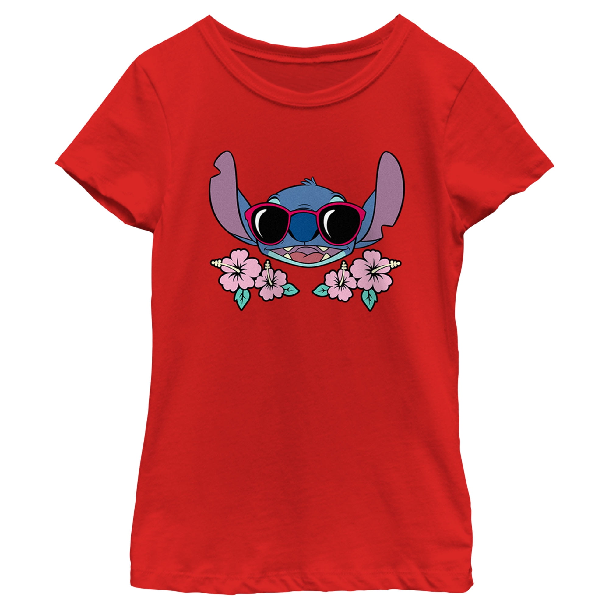 Girl's Lilo & Stitch Red Sunglasses Stitch Graphic Tee Red Large ...