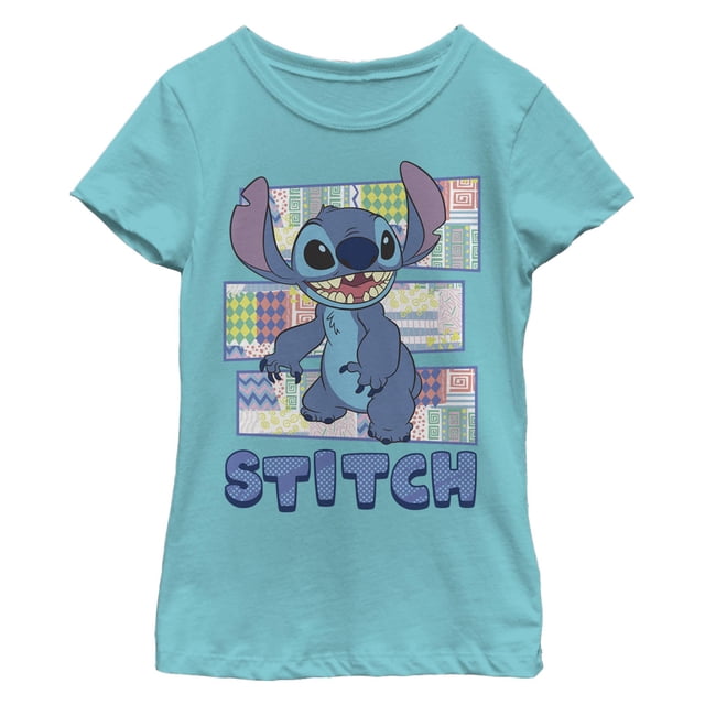 Girl's Lilo & Stitch Retro Pattern Panels Graphic T-Shirt - Walmart ...