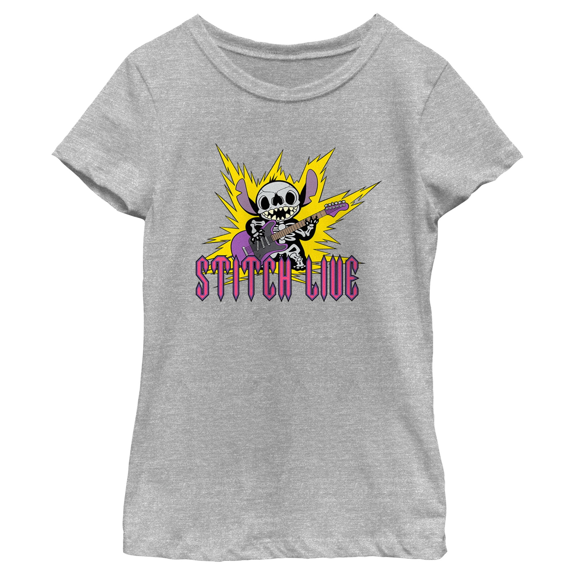 Girl's Lilo & Stitch Rocker Stitch Live Graphic Tee Athletic Heather ...