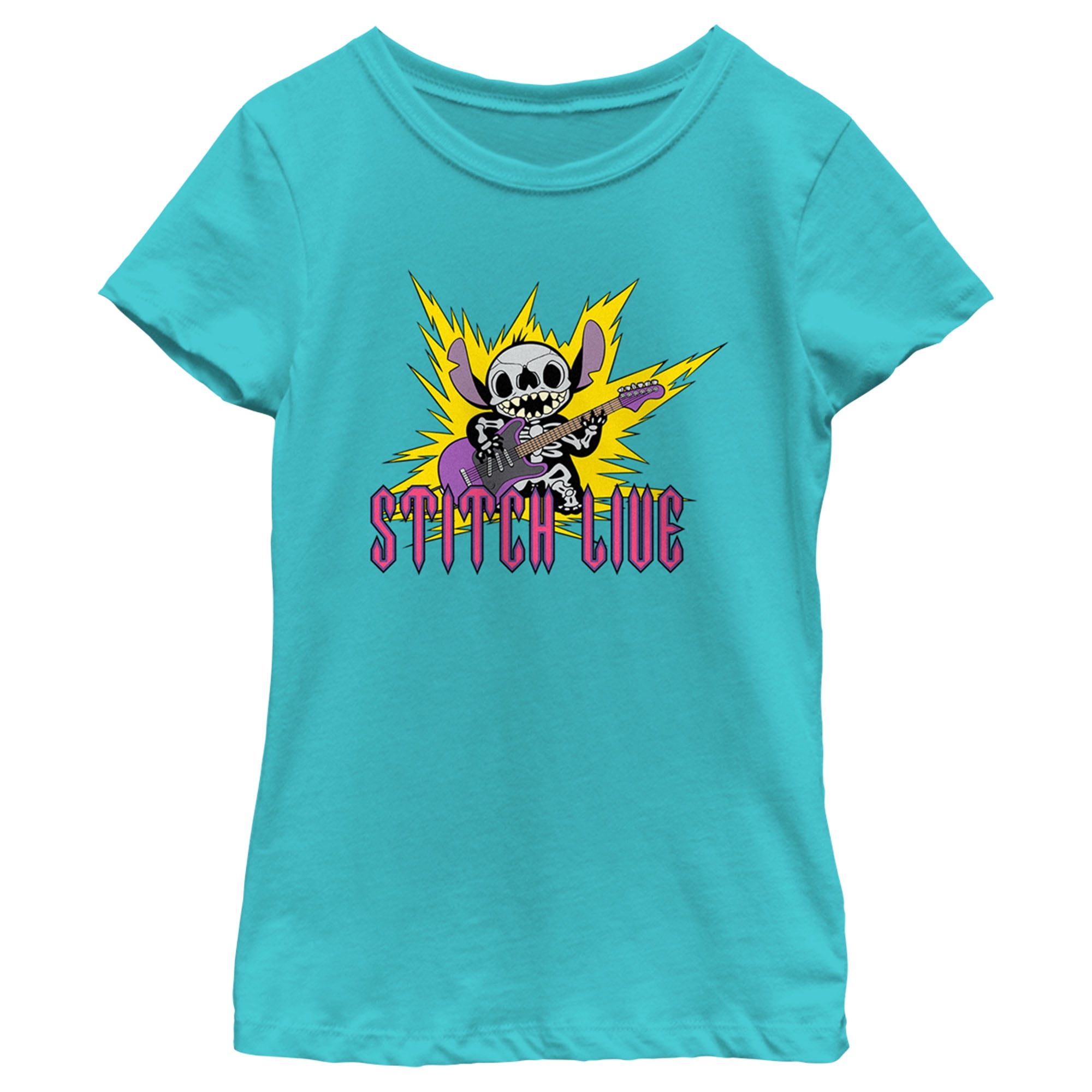Girl's Lilo & Stitch Rocker Stitch Live Graphic Tee Tahiti Blue X Small ...