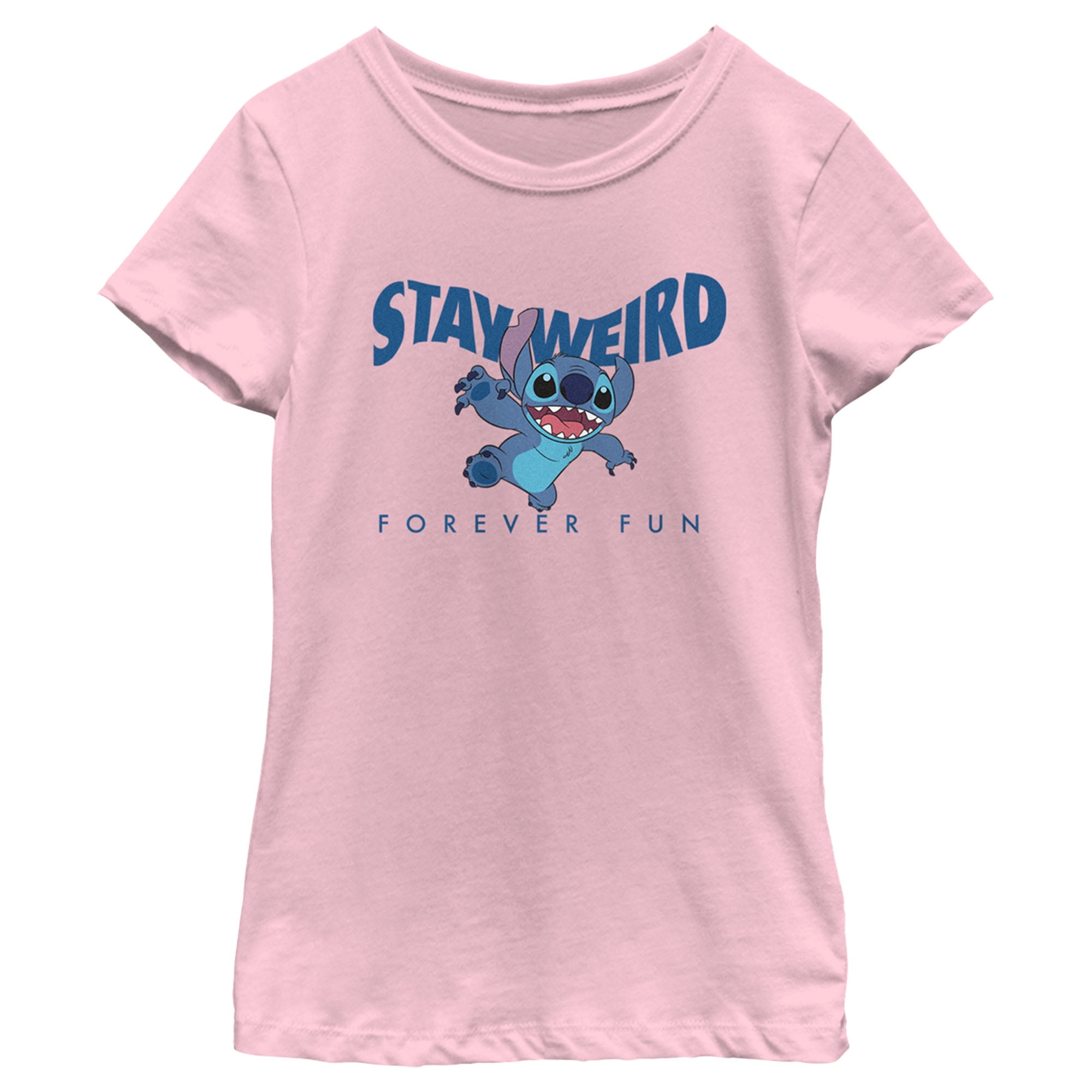Girl's Lilo & Stitch Stay Weird Forever Fun Graphic Tee Light Pink ...
