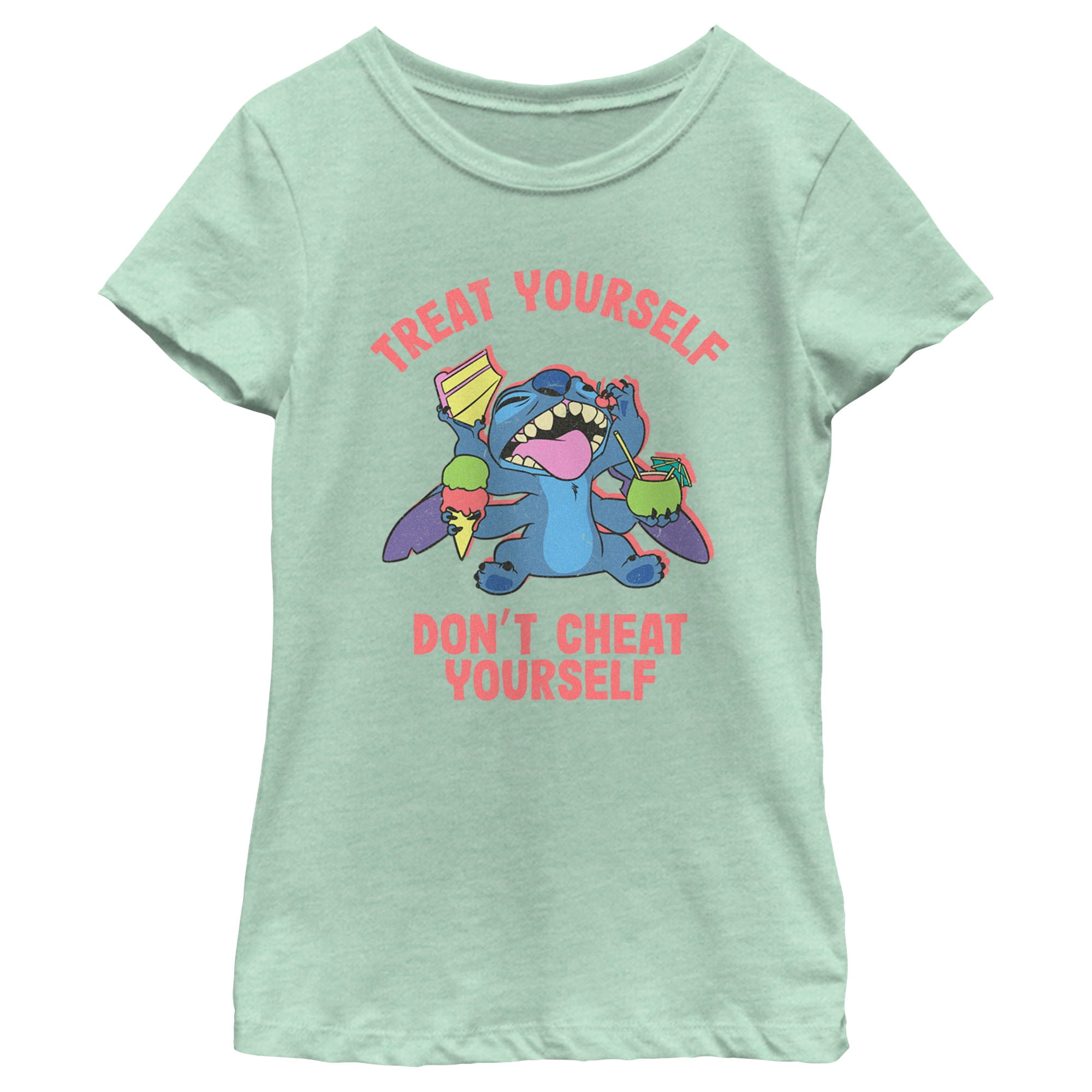 Girl's Lilo & Stitch Treat Yourself Stitch Graphic Tee Mint Small ...