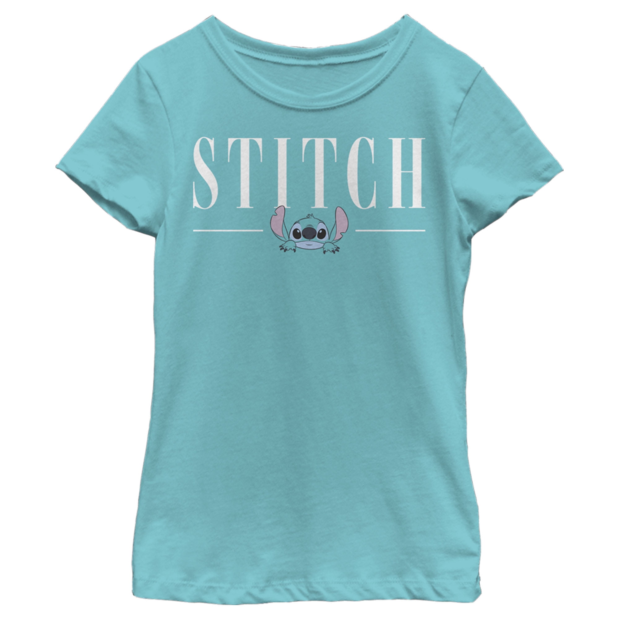 Girl's Lilo & Stitch White Script Face Graphic Tee Tahiti Blue Large ...
