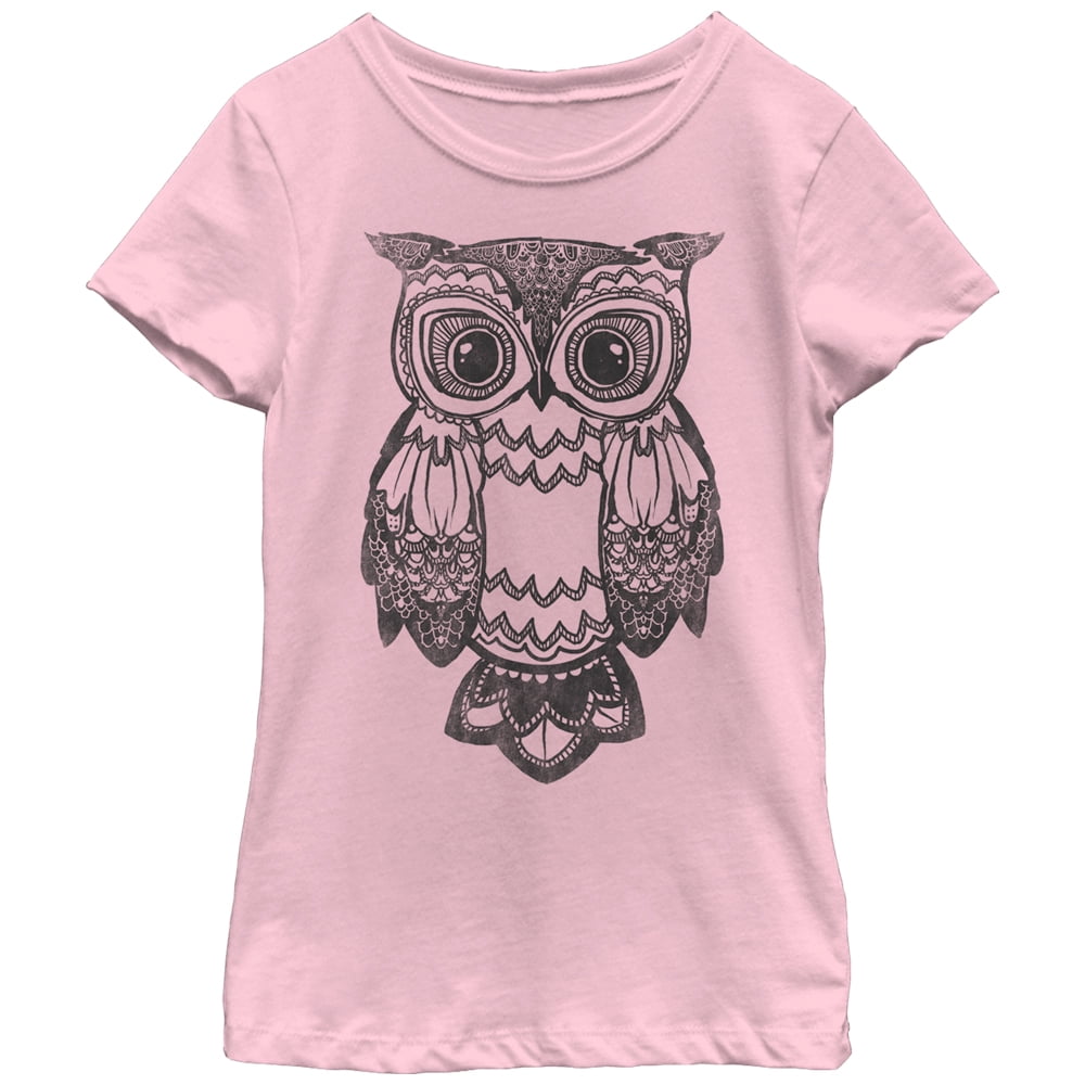Girl's Lost Gods Cute Owl Graphic Tee Light Pink Large - Walmart.com