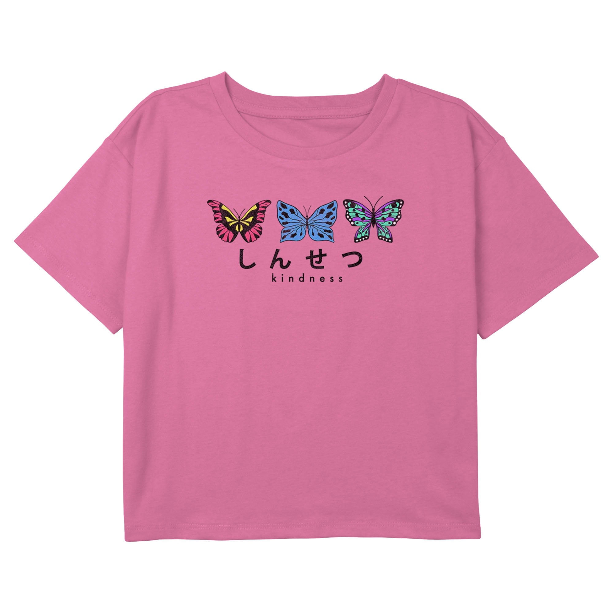 Girl's Lost Gods Kindness Colorful Butterflies Crop Graphic T-Shirt Light Pink Small - Walmart.com