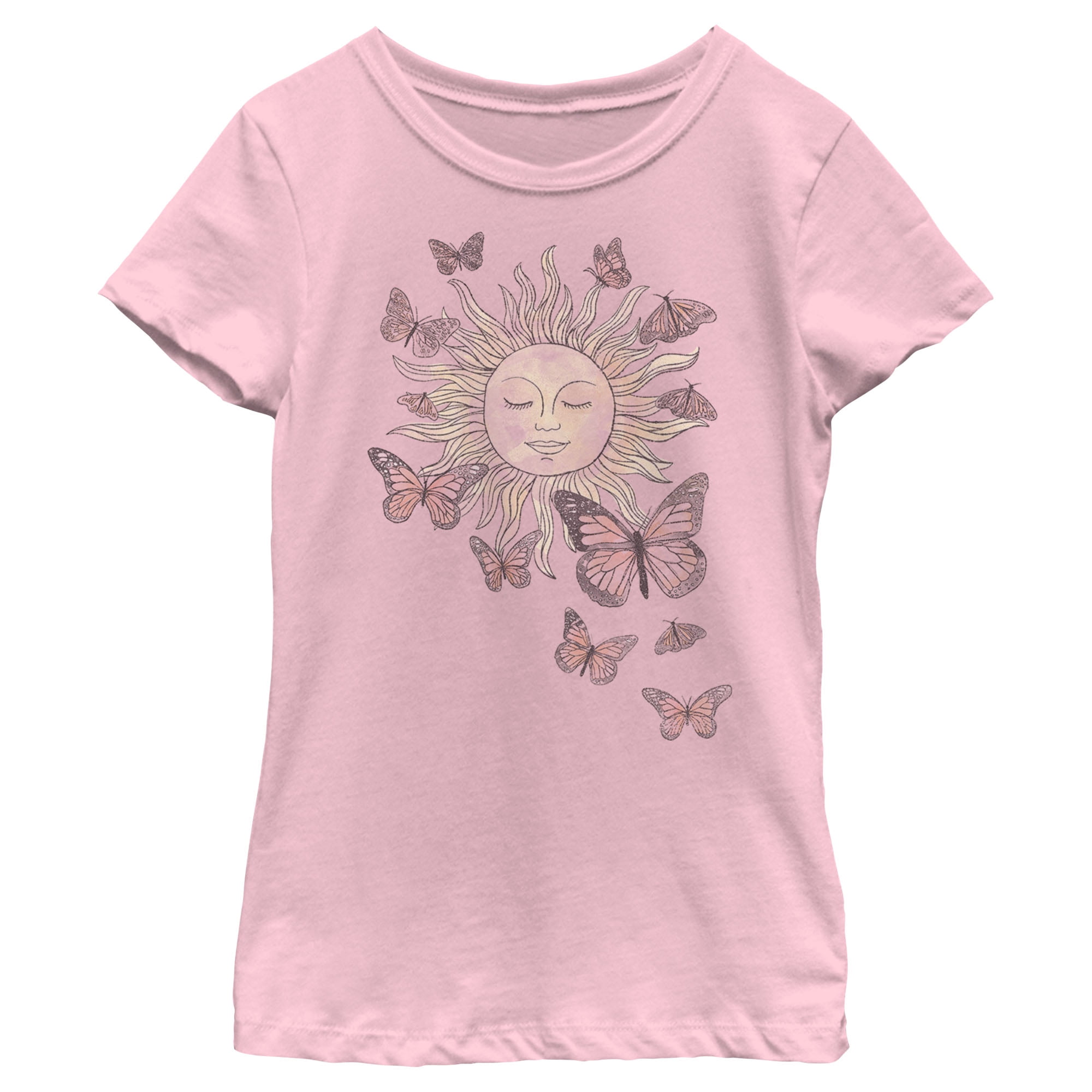 Girl's Lost Gods Monarch Butterfly Sun Graphic Tee Light Pink Large ...