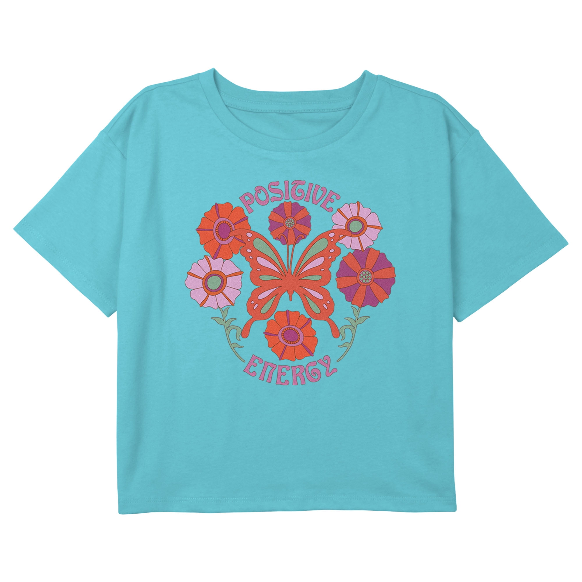 Girl's Lost Gods Positive Energy Butterfly Logo Crop Graphic T-Shirt ...
