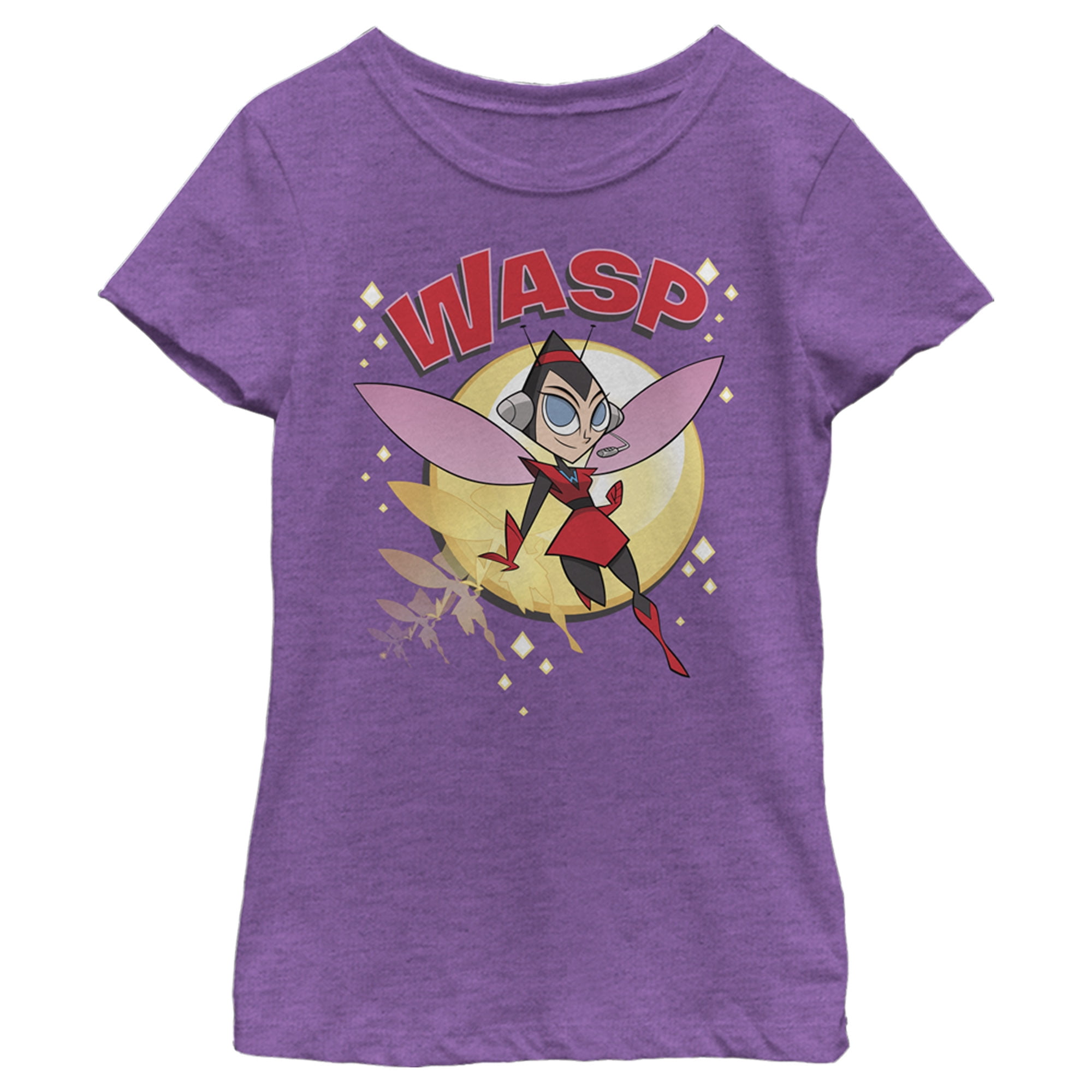 Girl's Marvel Animated Retro Wasp Graphic Tee Purple Berry Large ...