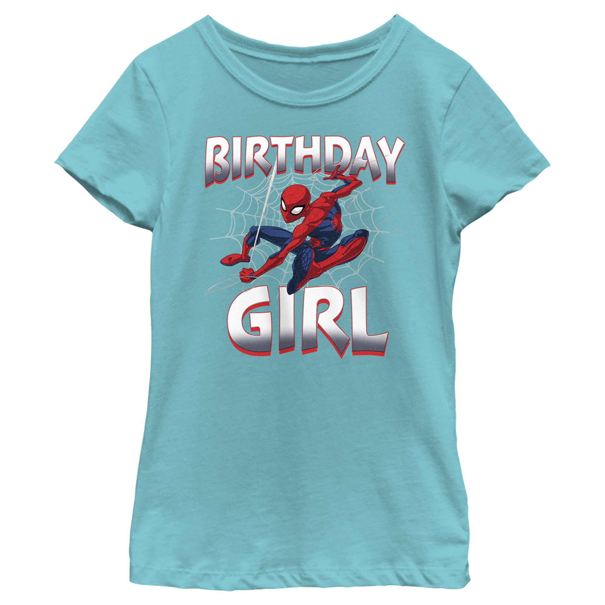 Girl's Marvel Birthday Girl Graphic Tee Tahiti Blue Small - Walmart.com