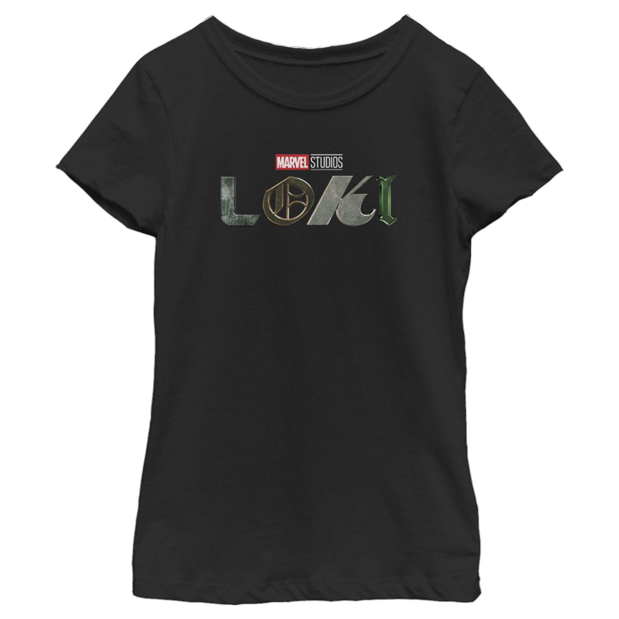Girl's Marvel Color Loki Logo Graphic Tee Black Large - Walmart.com