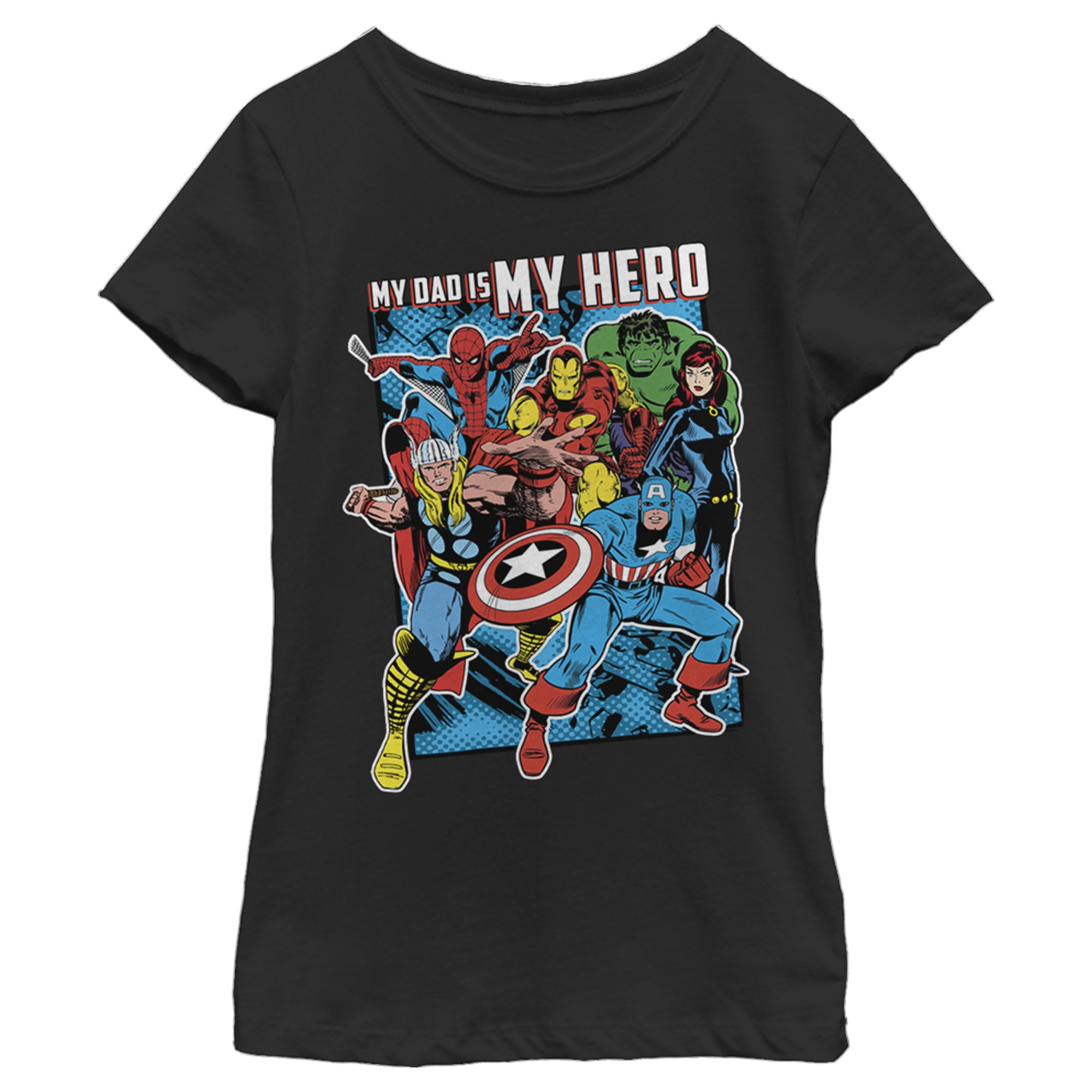 Girl's Marvel Dad My Avenger Hero Graphic Tee Black Small - Walmart.com