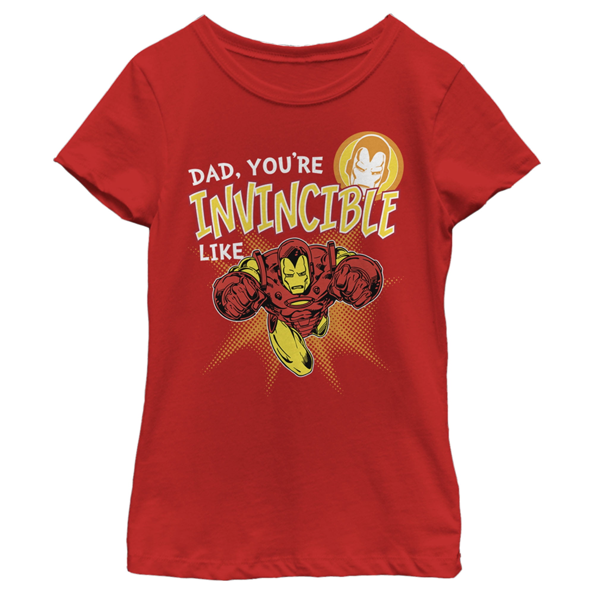 Girl's Marvel Dad You're Invincible Like Iron Man Graphic Tee Red X ...