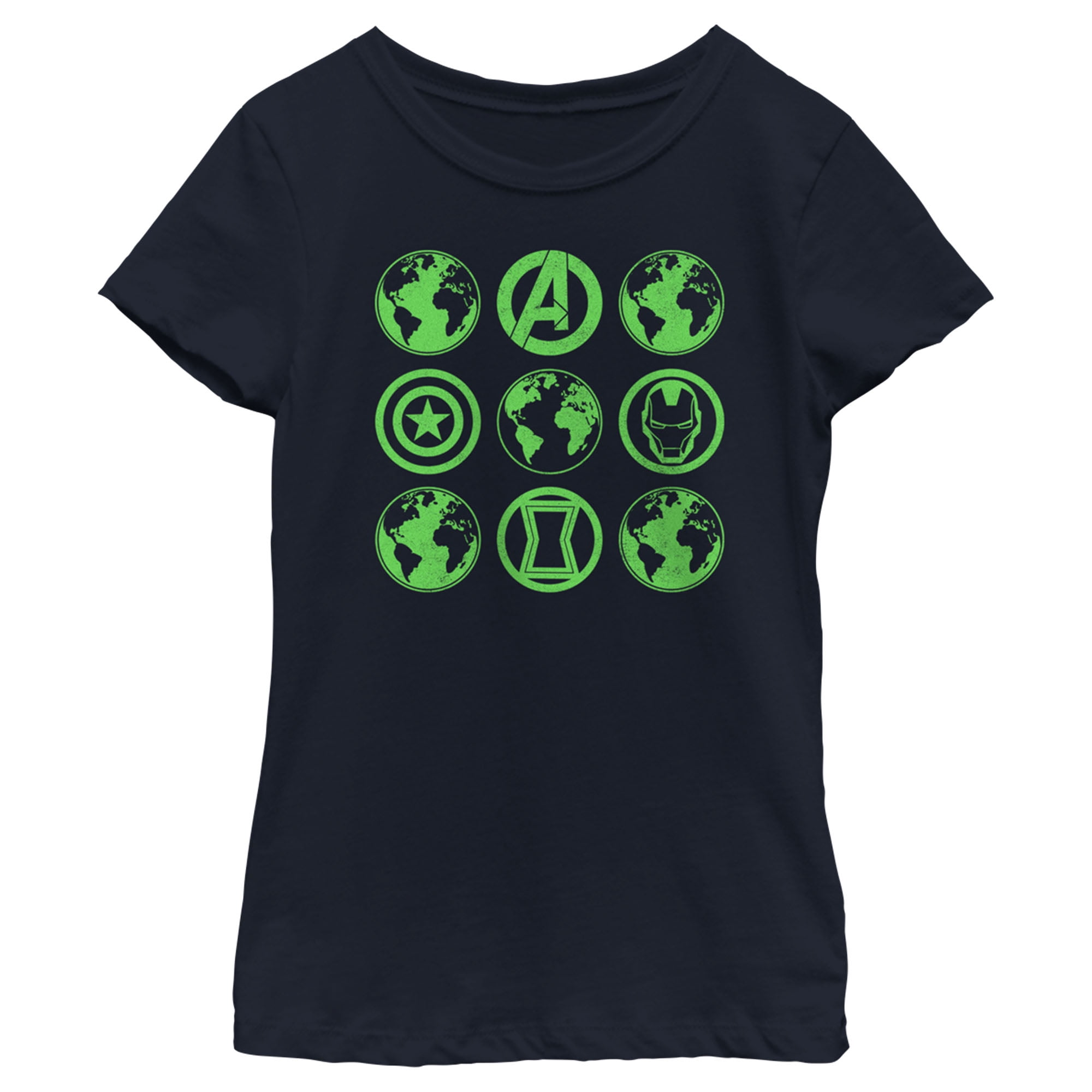 Girl's Marvel Earth Day Heroes Icons Graphic Tee Navy Blue Large ...