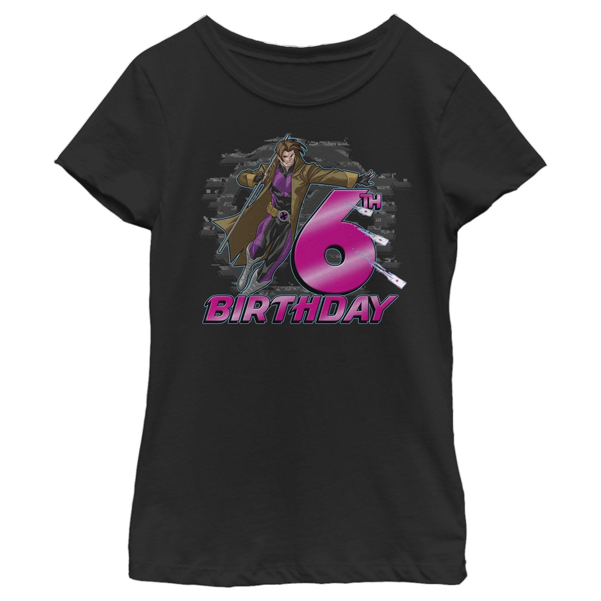 Girl's Marvel Gambit 6th Birthday Action Pose Graphic T-Shirt - Walmart.com