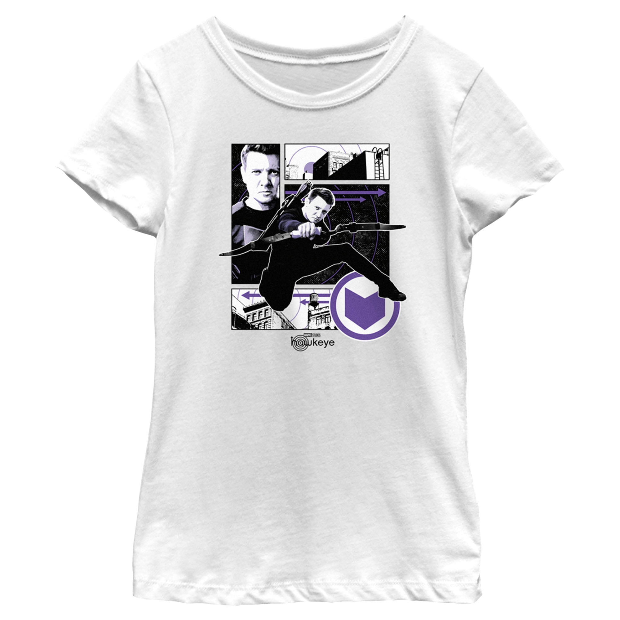 Girl's Marvel Hawkeye Graphic Panel Icon Graphic Tee White Small ...