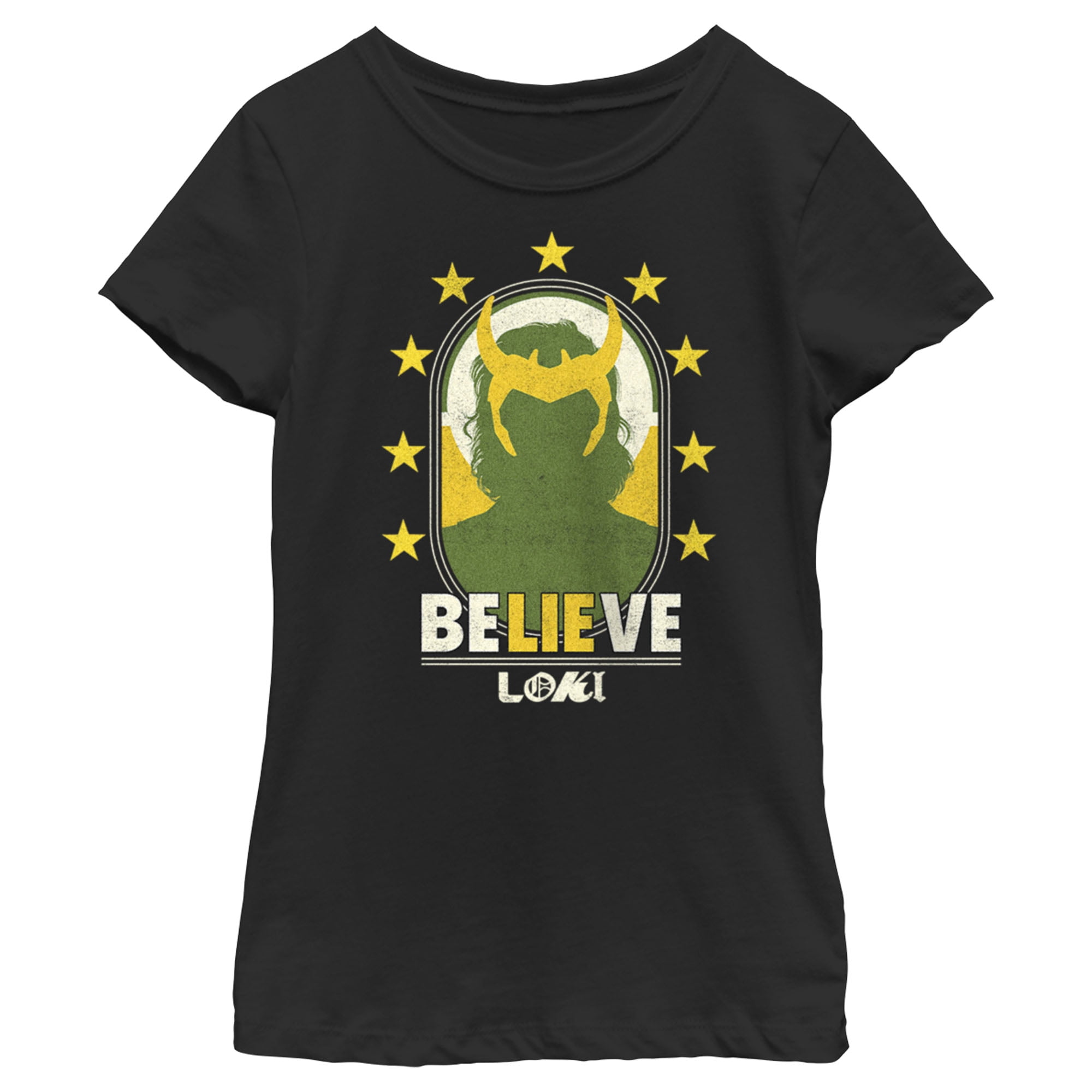 Girl's Marvel Loki Believe Graphic Tee Black Small - Walmart.com