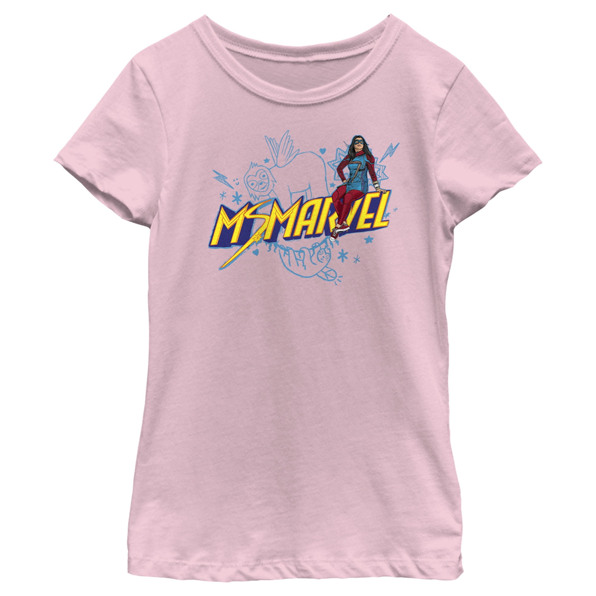 Girl's Marvel: Ms. Marvel Sloth Doodles Graphic Tee Light Pink Small ...