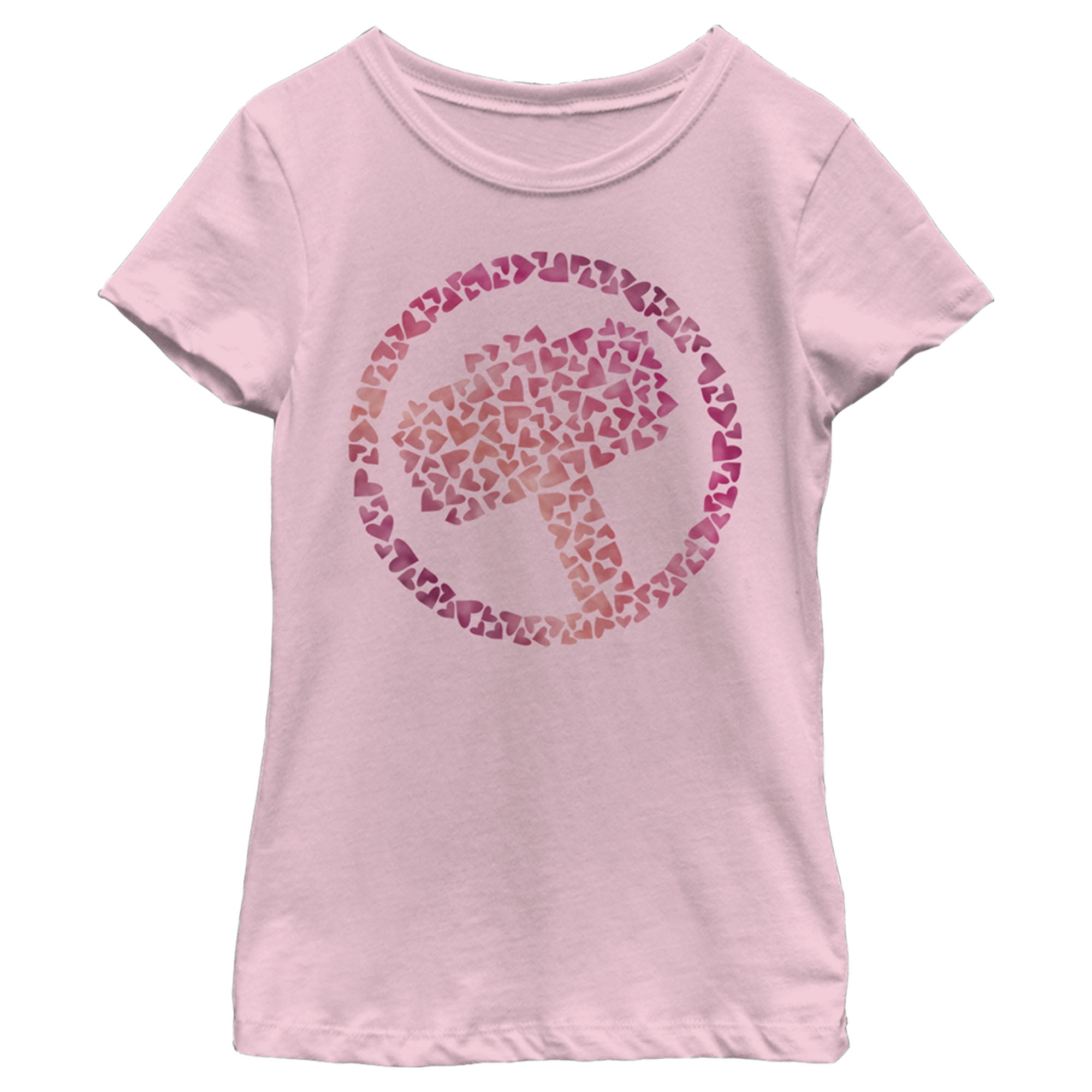Girl's Marvel Thor Heart Hammer Graphic Tee Light Pink Large - Walmart.com