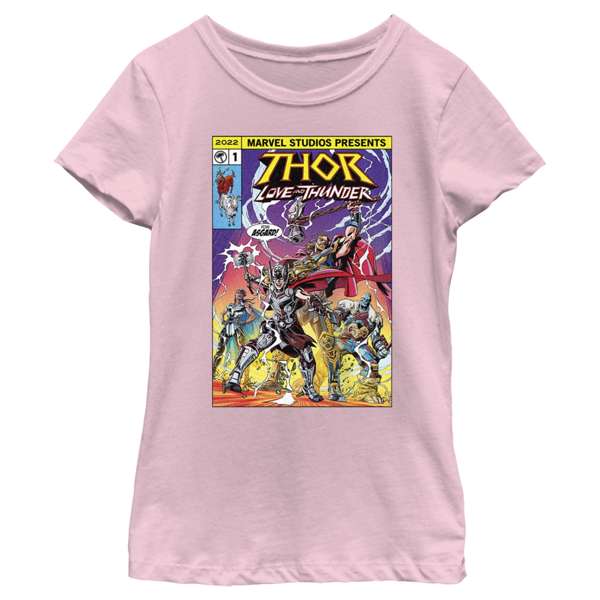 Girl's Marvel: Thor: Love and Thunder Comic Book Cover Graphic Tee ...