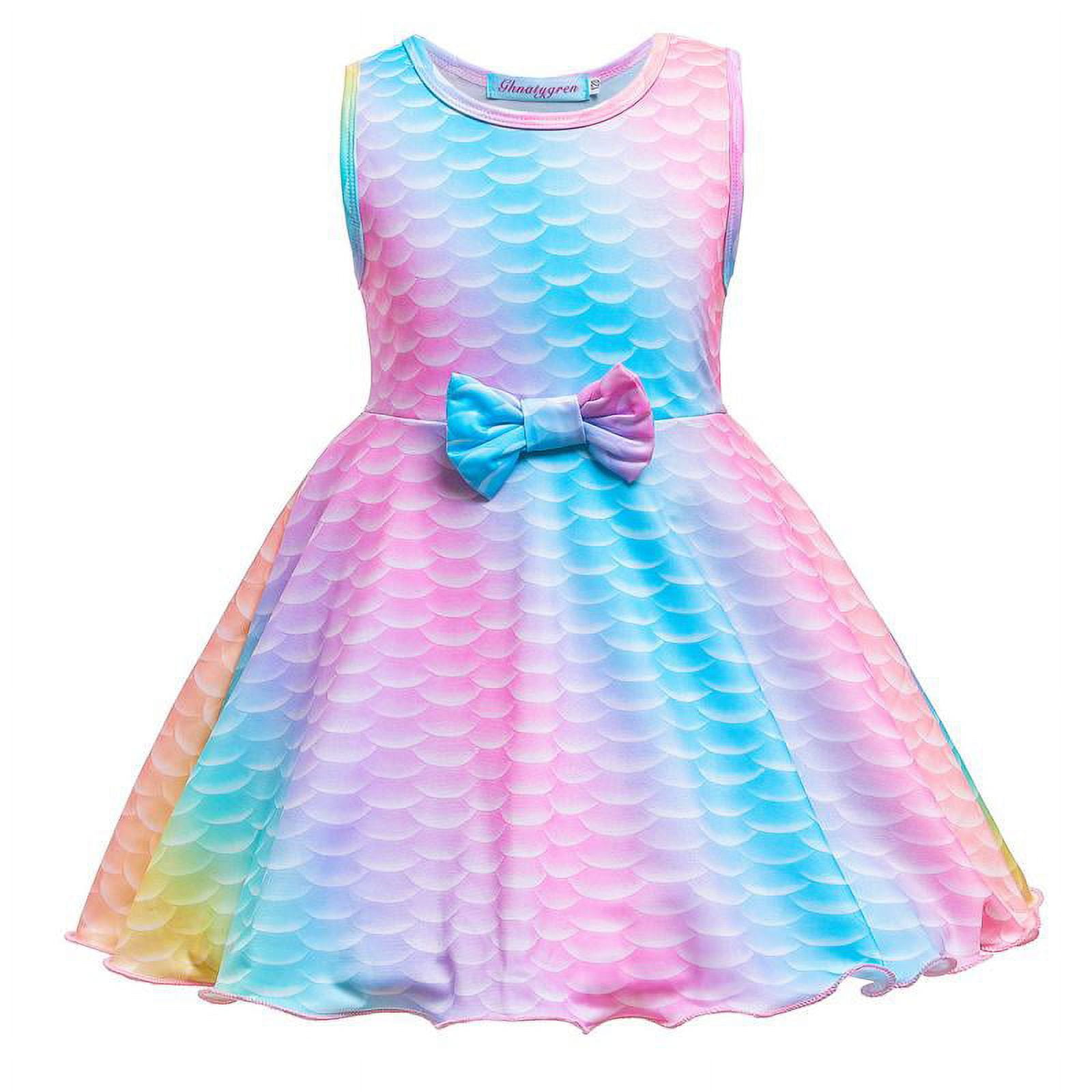 Girl’s Mermaid Costume Sleeveless Princess Dress Birthday Party Costume ...