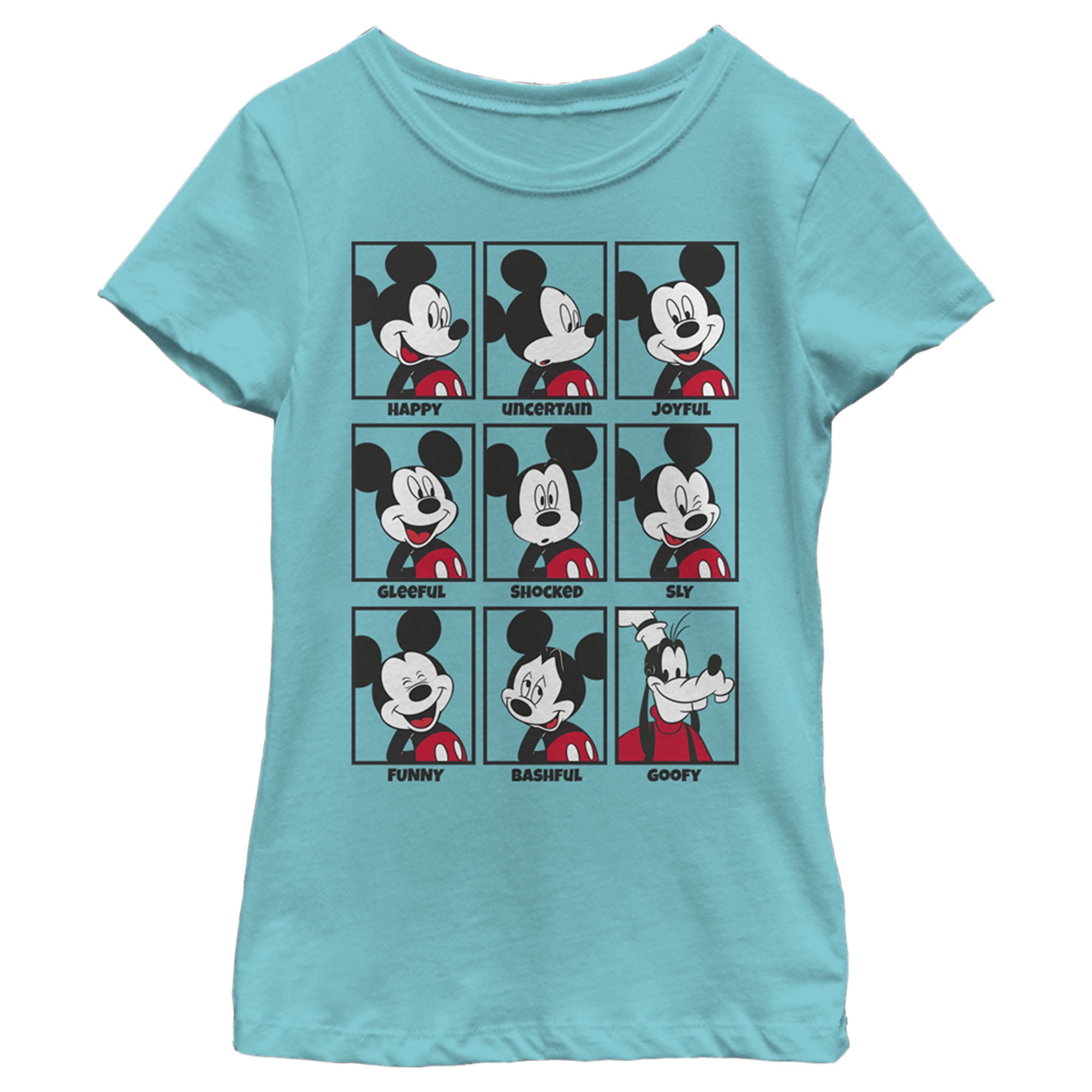 Girl's Mickey & Friends All Emotions Grid Graphic Tee Tahiti Blue ...