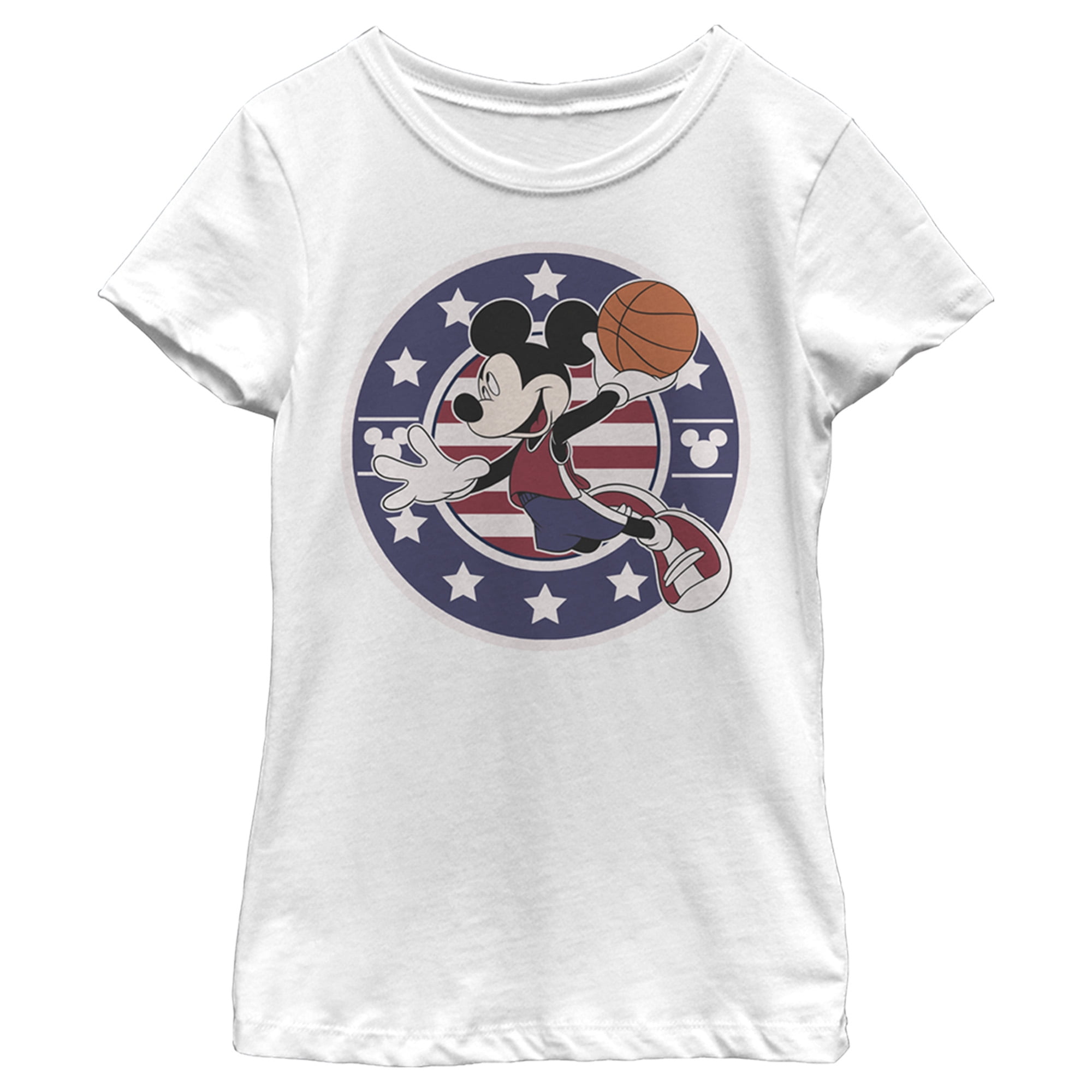 Girl's Mickey & Friends Americana Dunk Graphic Tee White Large ...