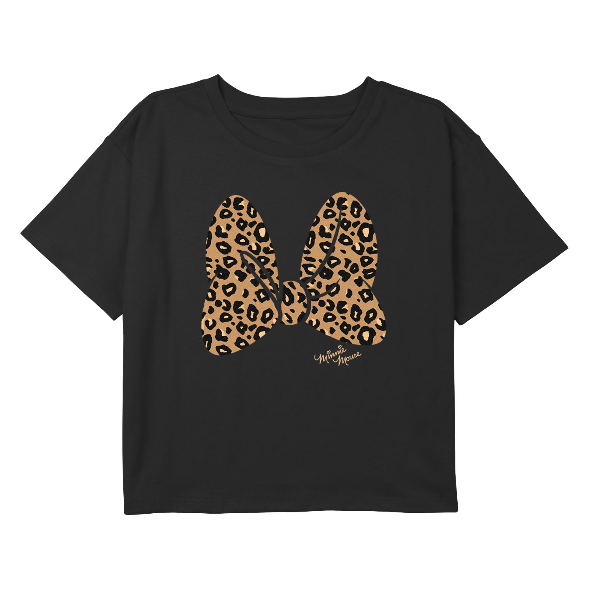 Girls' Mickey & Friends Leopard Animal Print Minnie Mouse Bow Graphic ...