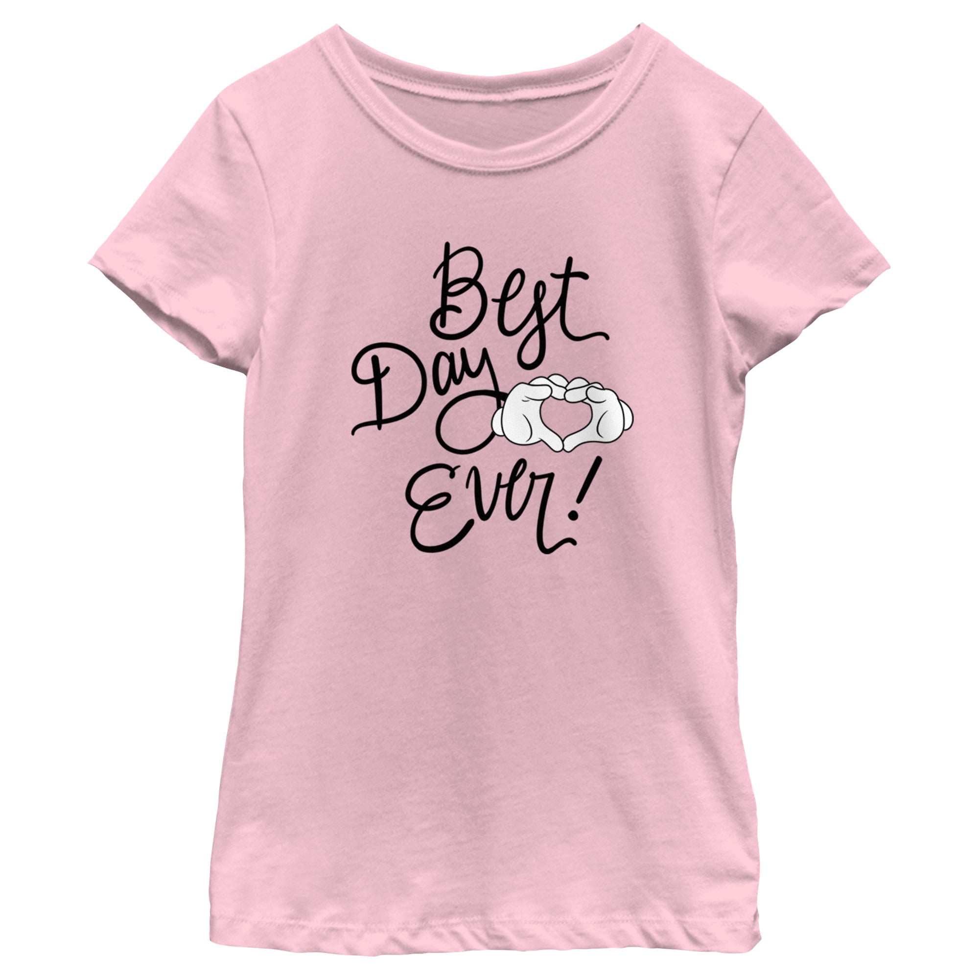 Girl's Mickey & Friends Best Day Ever Heart Sign Graphic Tee Light Pink ...